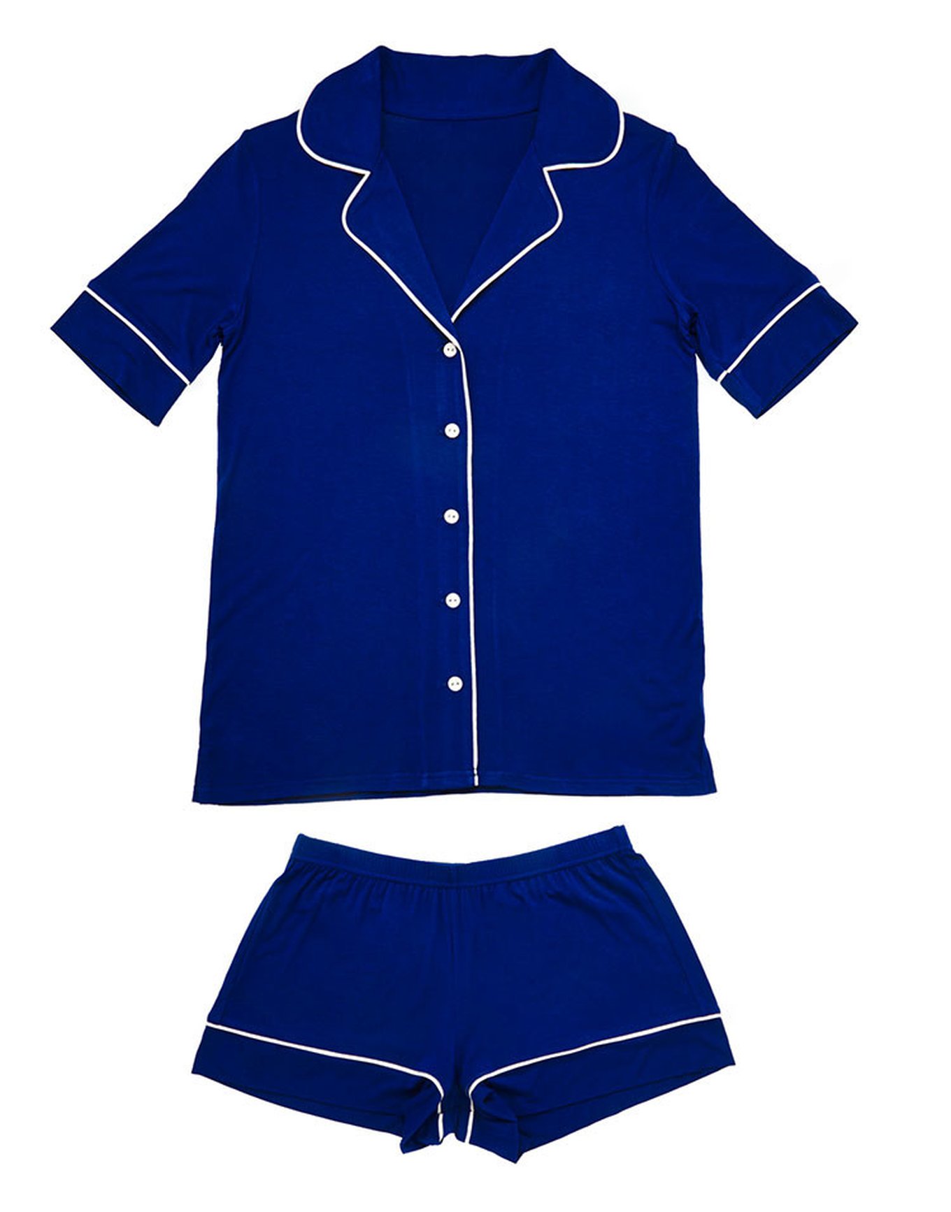 Jayney Dark Blue Pajama shirt and short set, XS-L | Adore Me