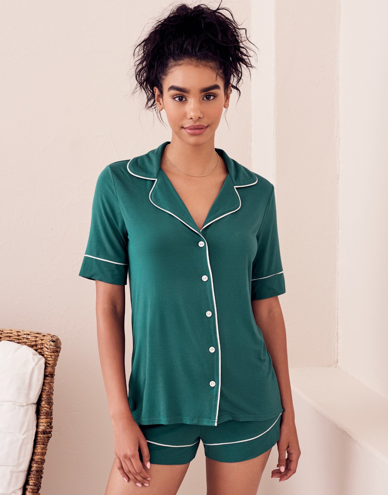 Jayney Dark Green Short Knit PJ Set | Adore Me