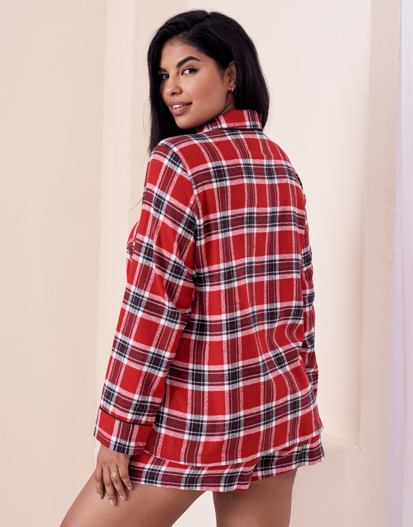 Pasha Plaid Red Plus PJ Set | Adore Me