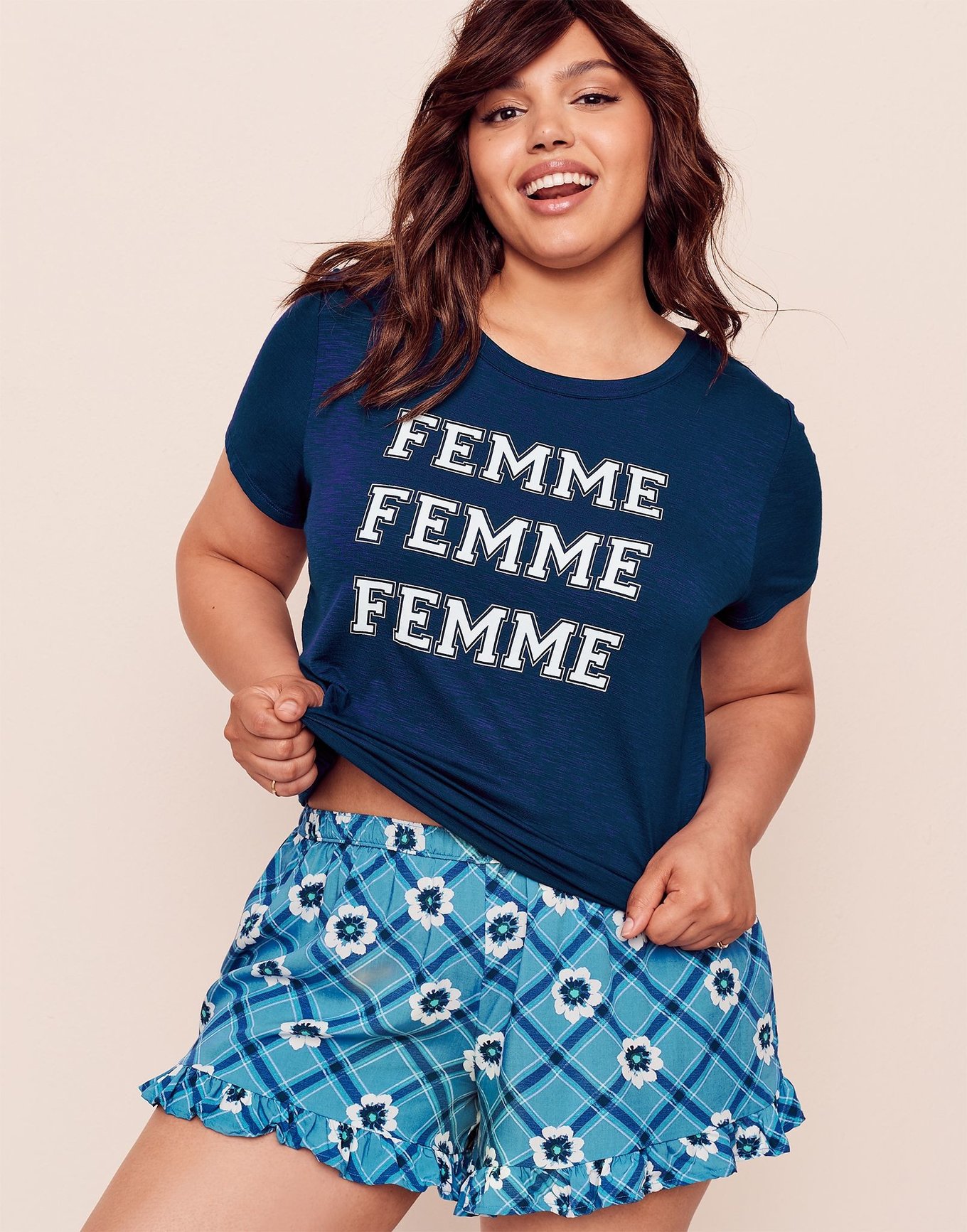 Zoey Plaid Blue PJ Set, XL-4X | Adore Me