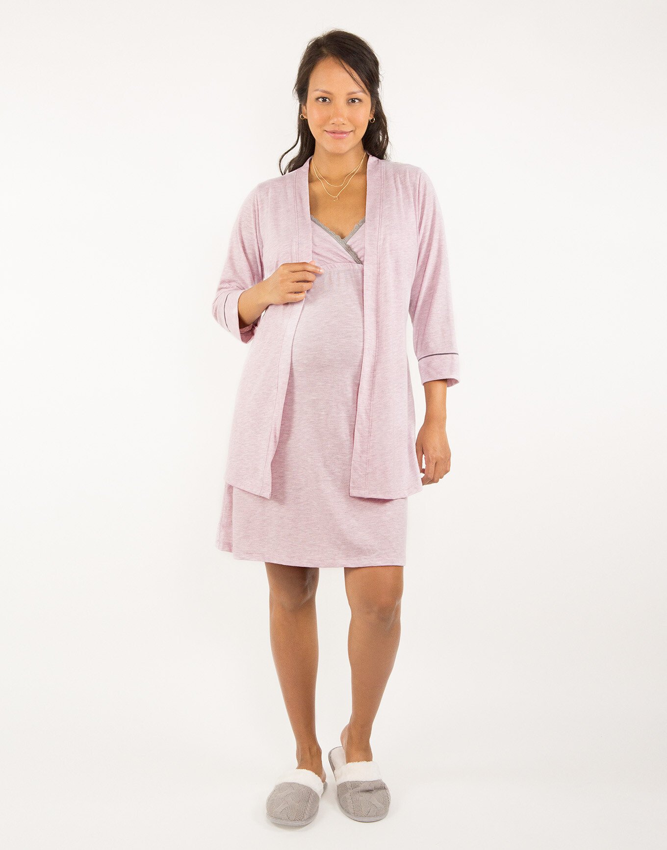 Lounge Chic Nightie & Robe Pink PJ Set, S-XL | Adore Me
