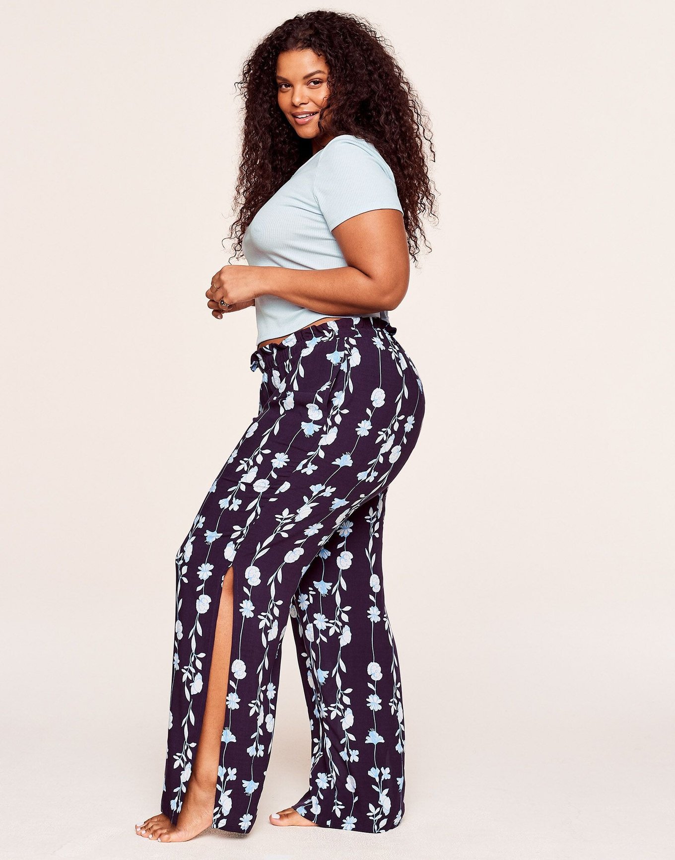 Cara Light Blue Plus T Shirt and Pant Set | Adore Me