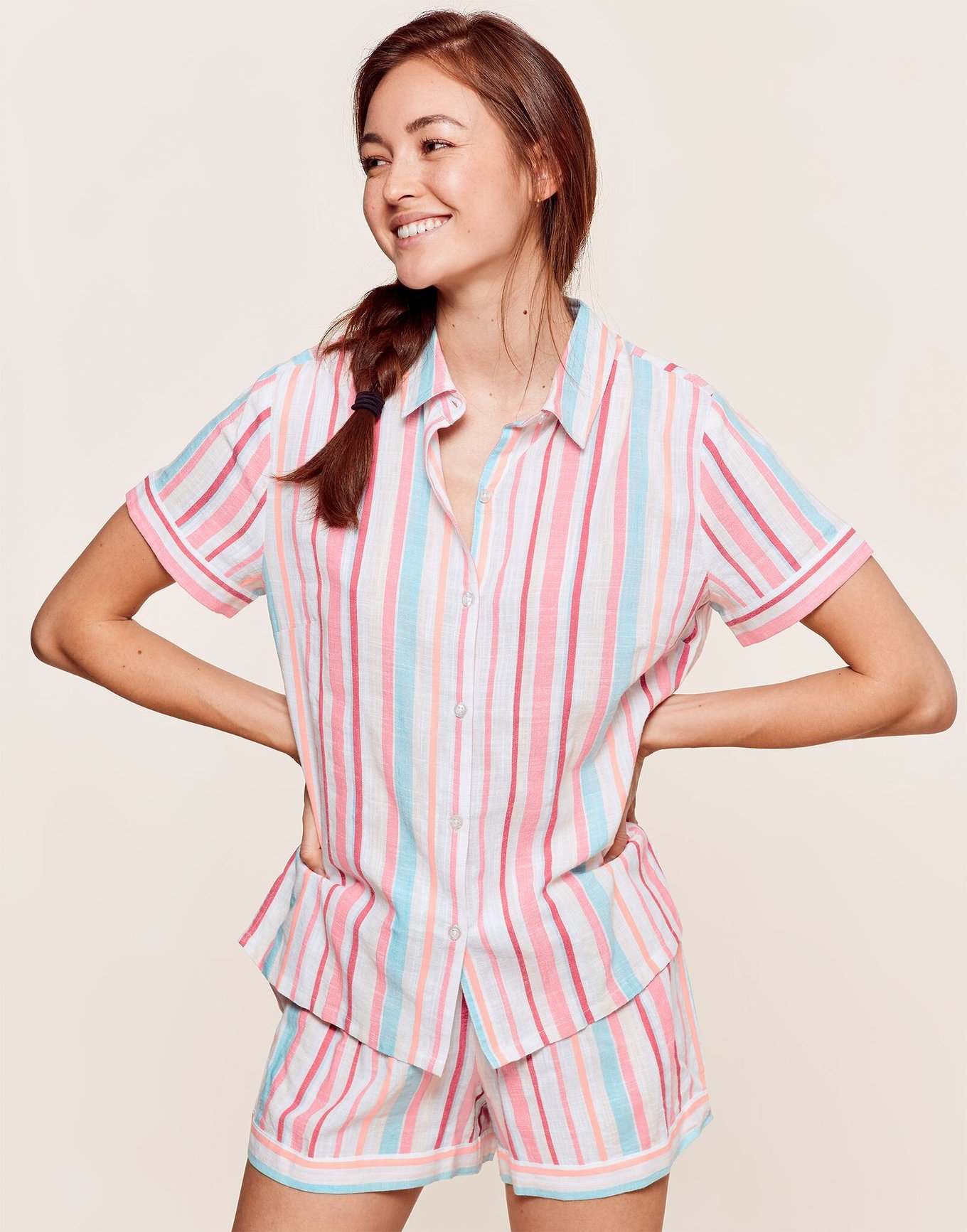 Lea Stripe White Classic PJ Set, S-XL | Adore Me