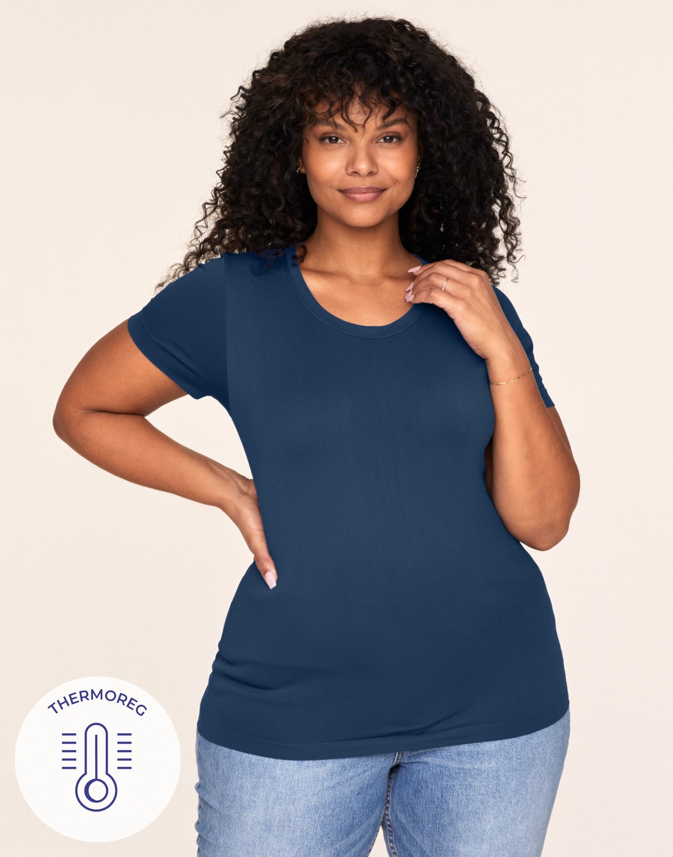 The Essential Tee Dark Blue Seamless Short Sleeve Tee, XS-XL | Adore Me