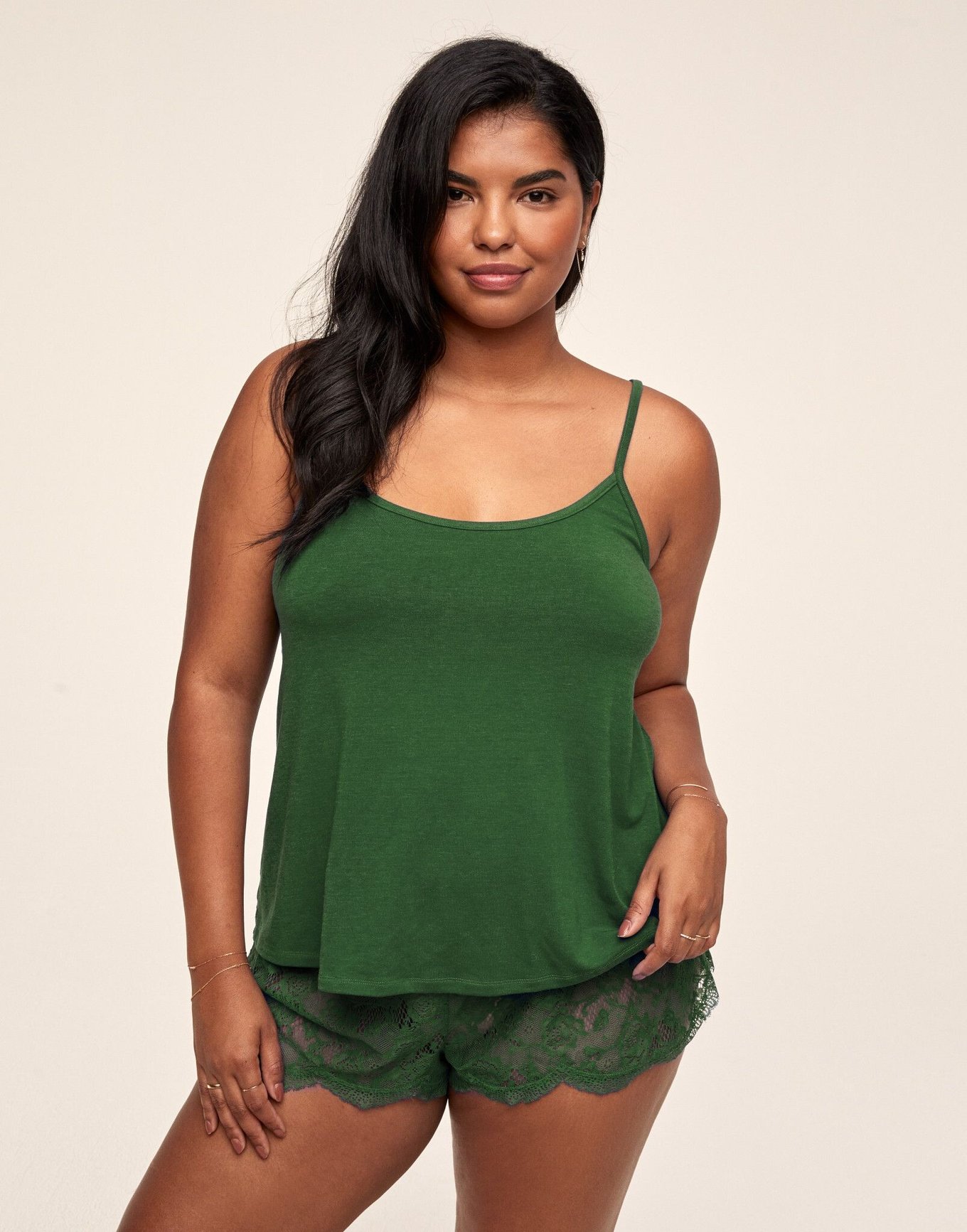 Reign Dark Green Plus Camisole And Short Set Adore Me