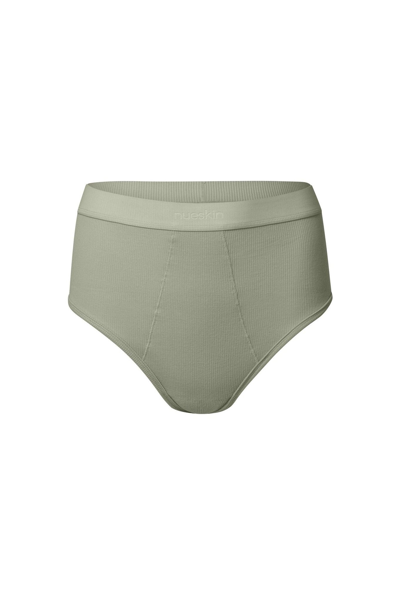 Gracee Midi Brief Medium Green Rib Cotton High Rise Cheeky Brief | Adore Me