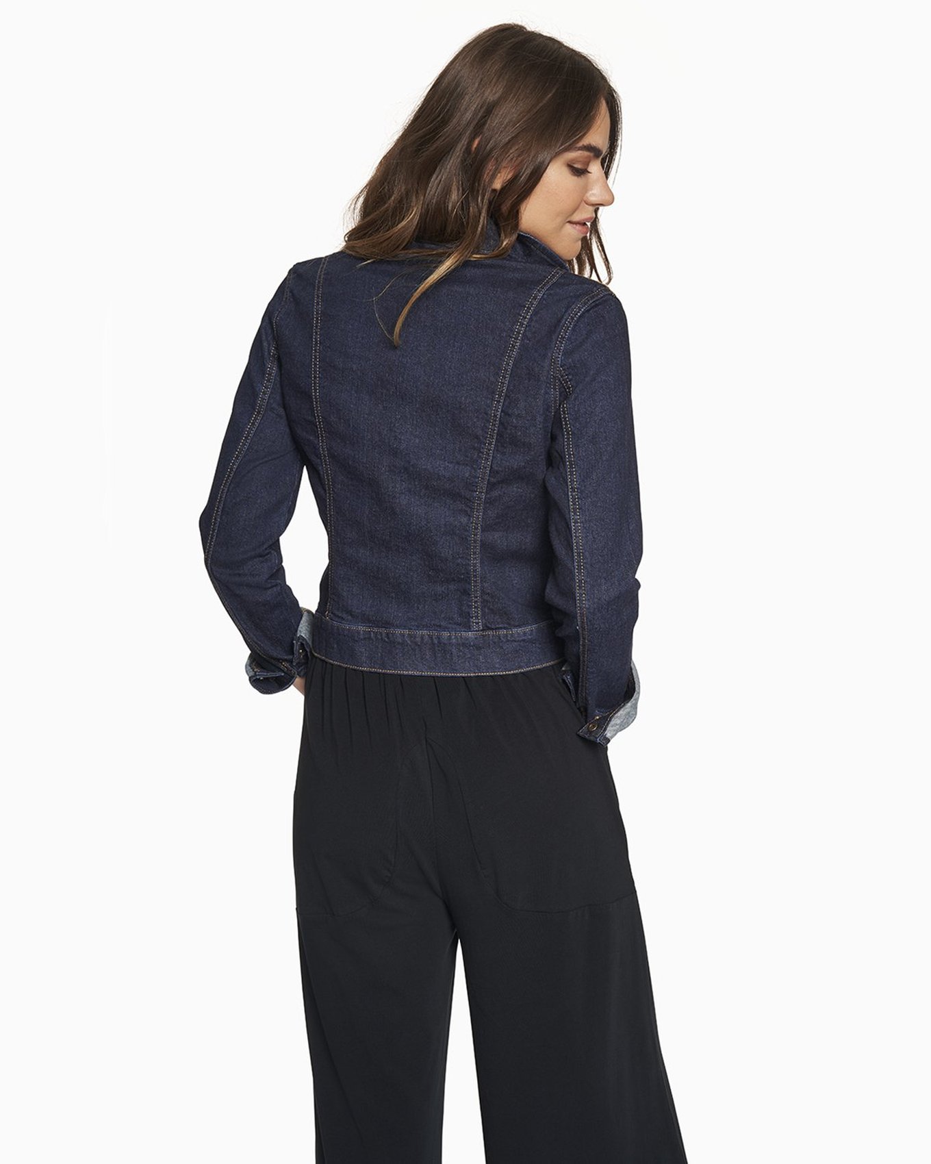 Organic Denim Fitted Snap Jacket Blue 2 | Adore Me