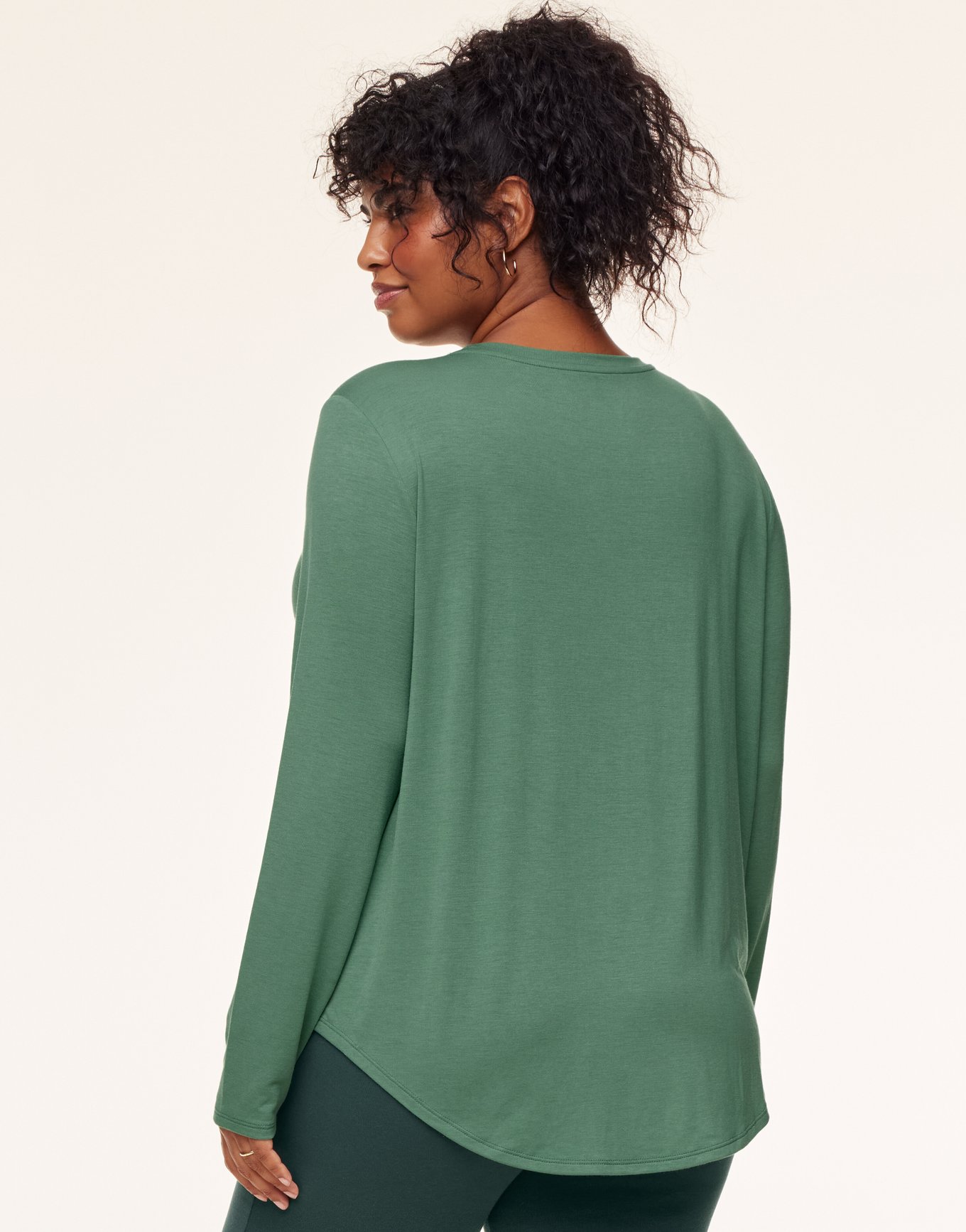 Molly Longsleeve Dark Green T shirt, XS-M | Adore Me