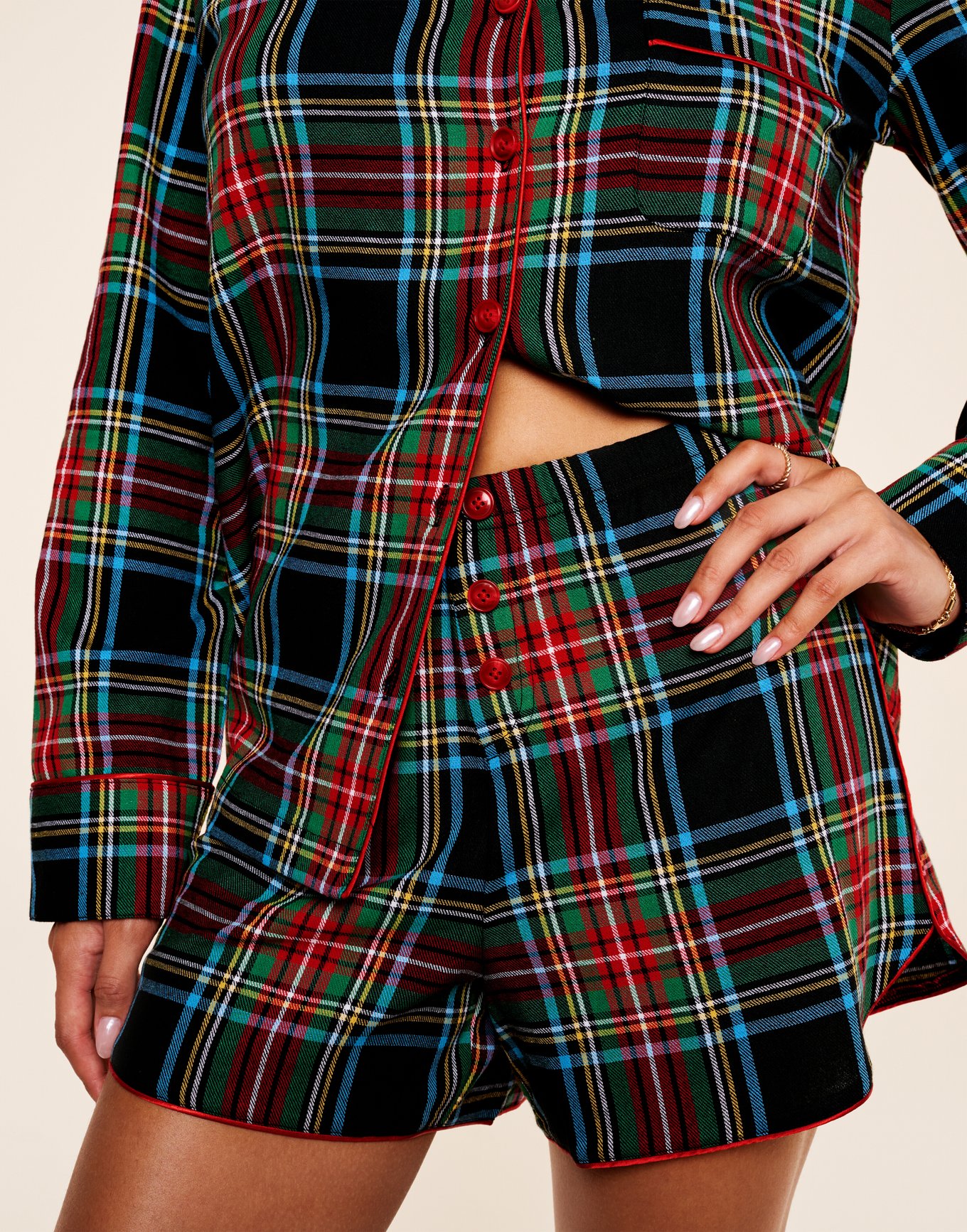 Cecelia Plaid Black PJ Set | Adore Me