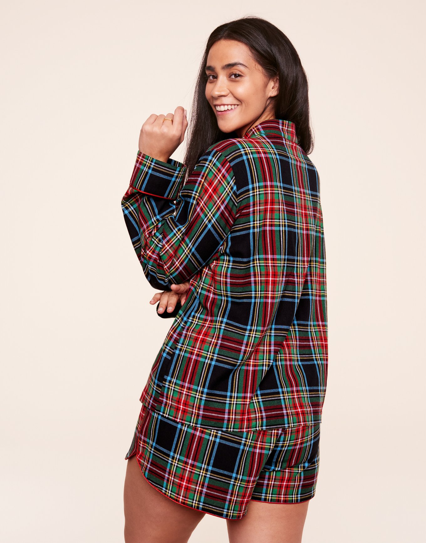 Cecelia Plaid Black Plus PJ Set | Adore Me