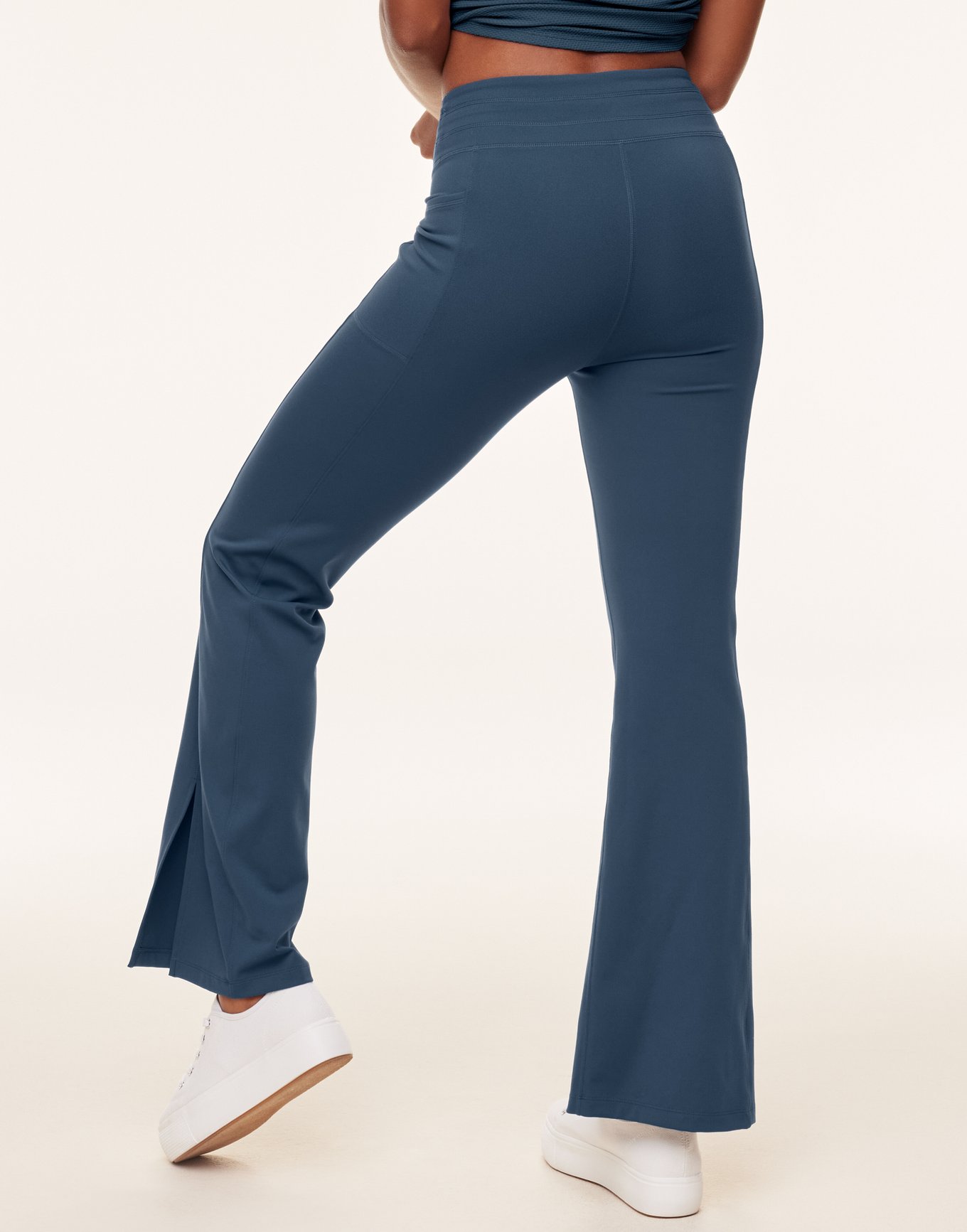 Cora Cozy Flare Legging Dark Blue Brushed Interlock | Adore Me