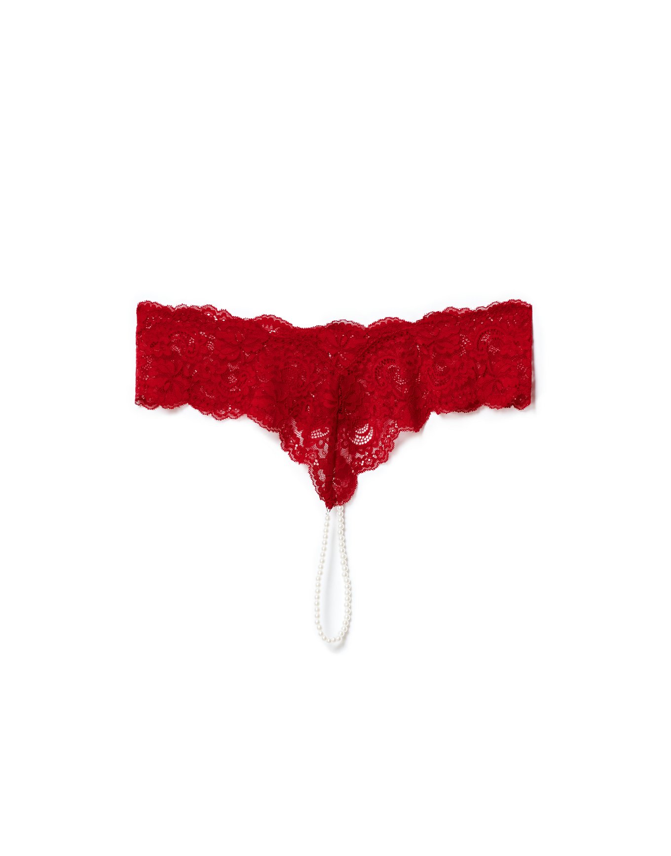 Aster Pearl Thong Dark Red V shape Pearl Thong | Adore Me