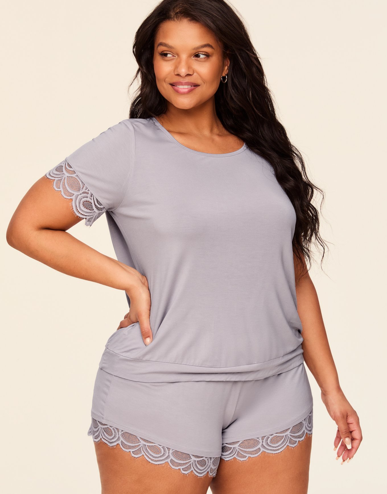 Charli Medium Gray T Shirt and Short Set, 3X-4X | Adore Me