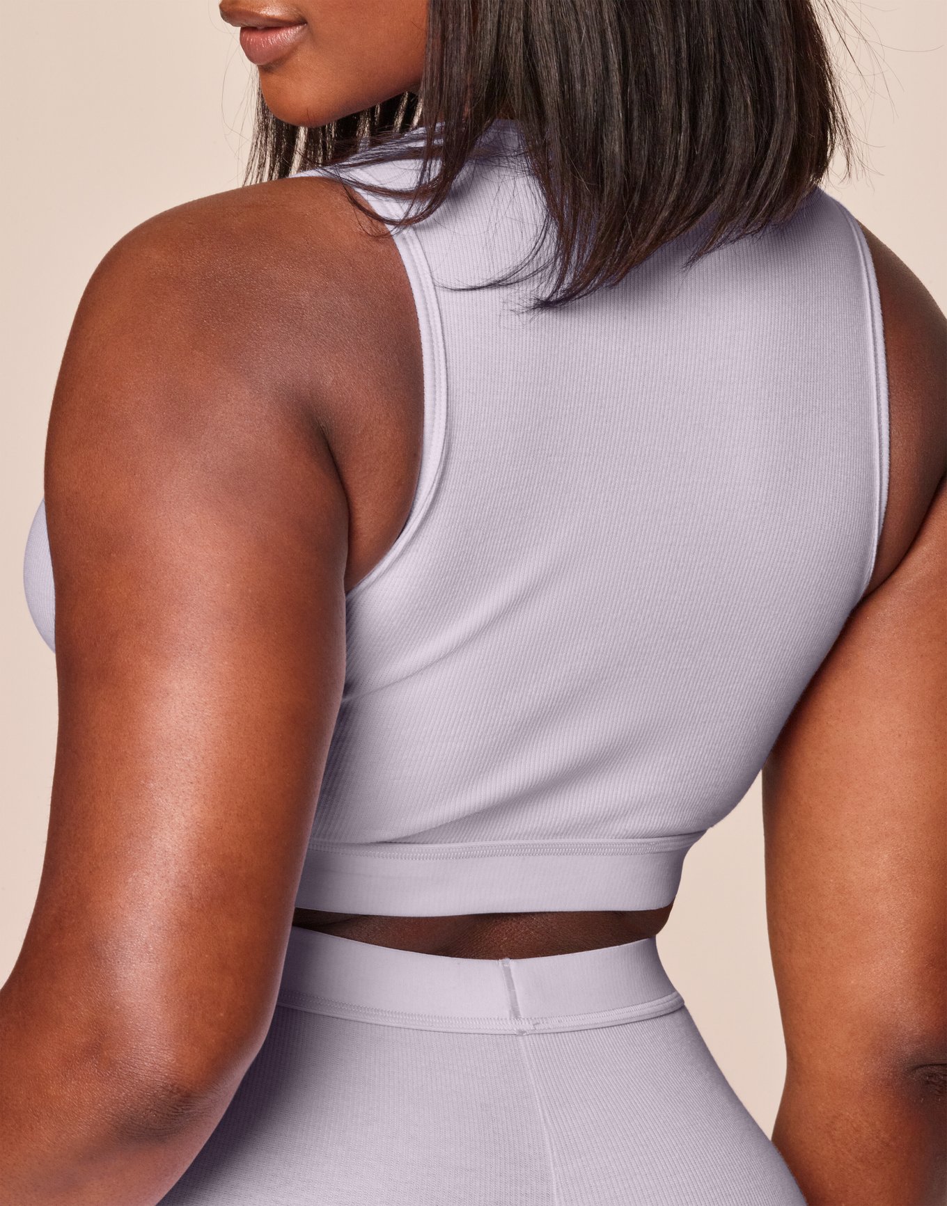 Izzy Light Purple Plus Rib Cotton High Neck Bralette | Adore Me