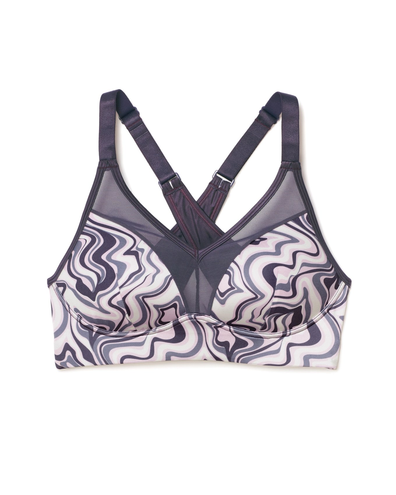 Ariza Tie Dye Gray Plus Medium Impact Sports Bra, 38DD-46DDD | Adore Me