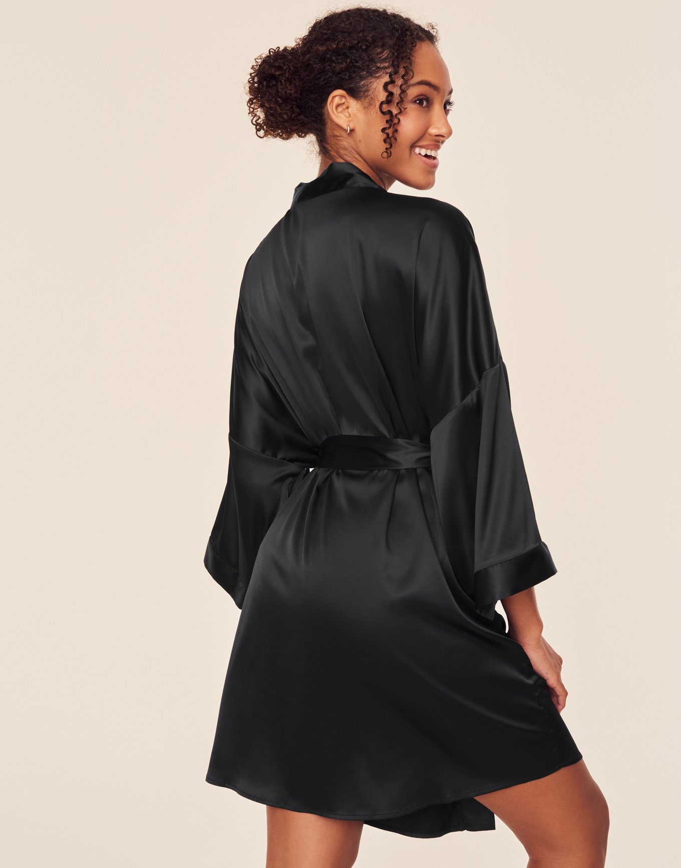 Roxey Black Kimono Robe | Adore Me