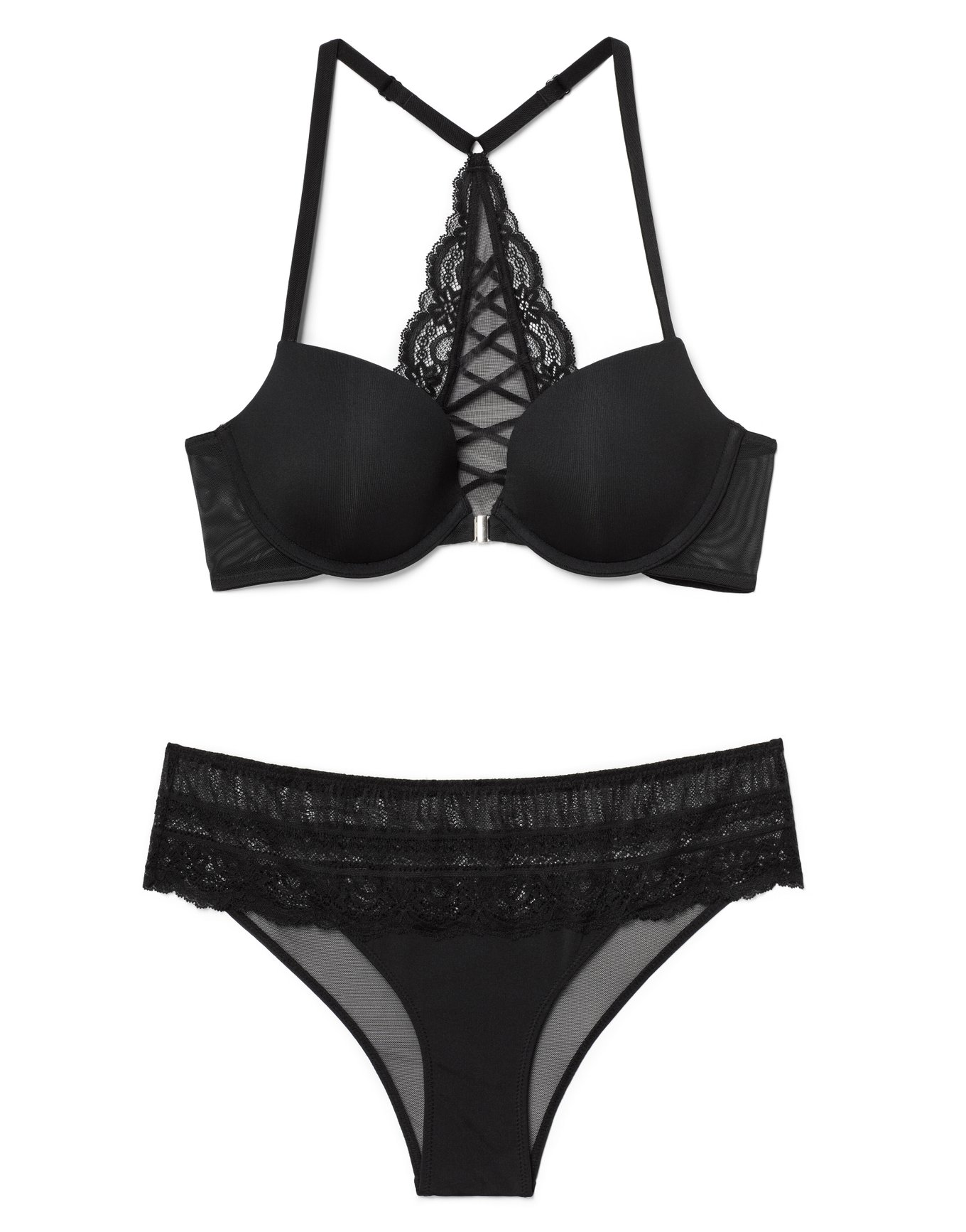 Alara Black Plus Contour Demi Bra and Panty Set, 38DD | Adore Me
