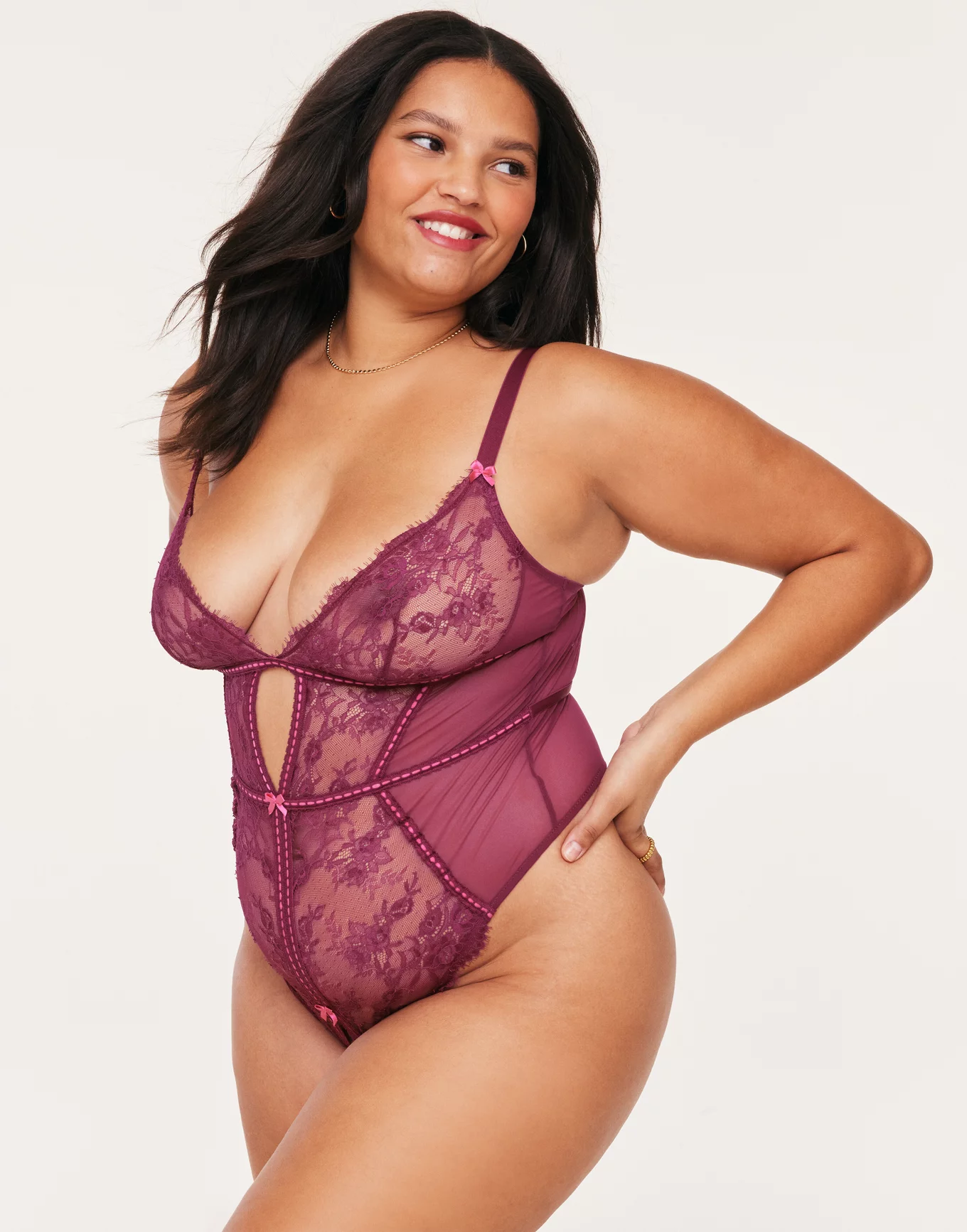 Laylia Dark Red Plus Crotchless Bodysuit, 4X | Adore Me