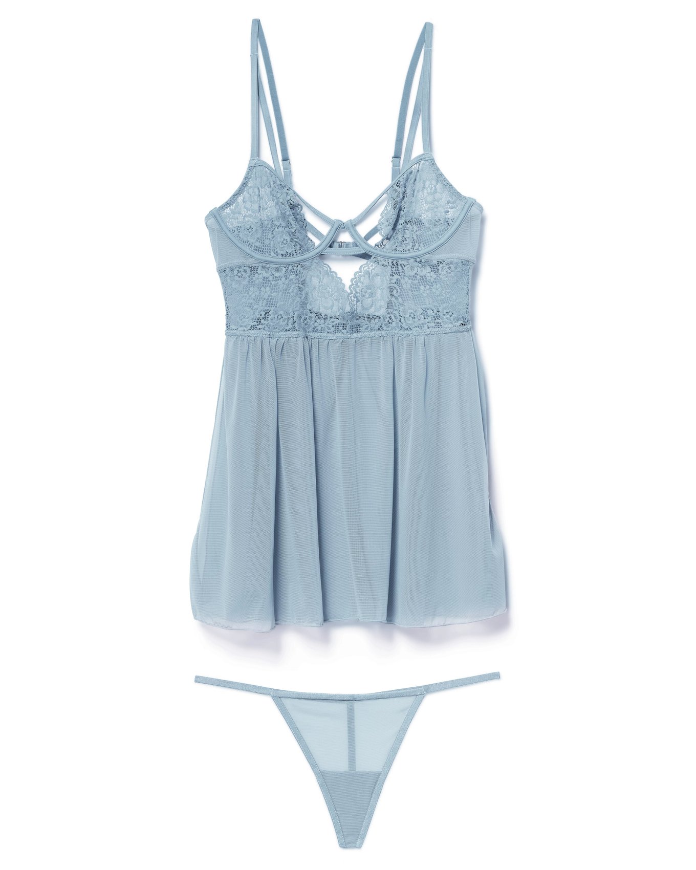 Rae Medium Blue Plus Unlined Babydoll | Adore Me