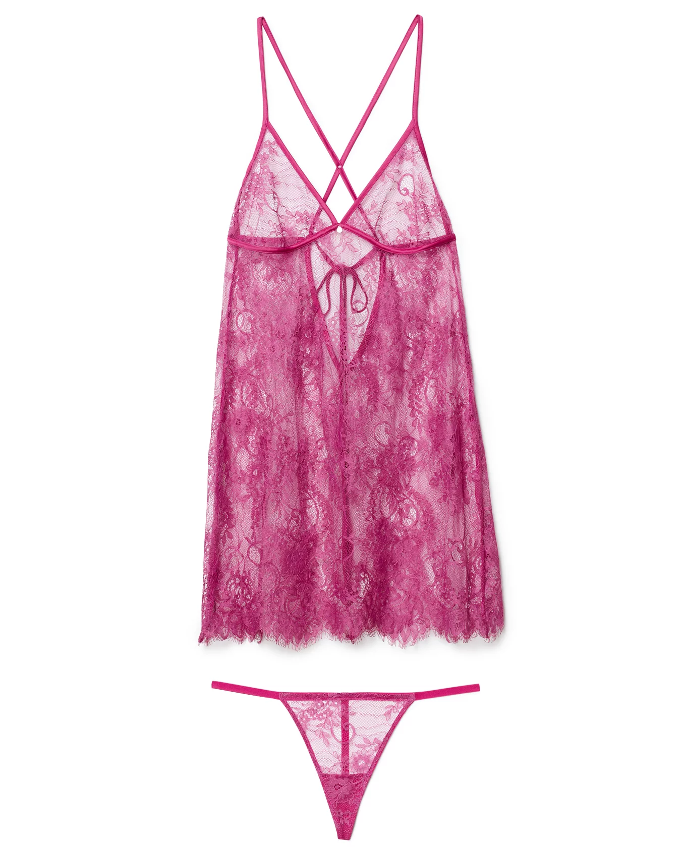 Addison Dark Pink Unlined Babydoll and Panty Set | Adore Me