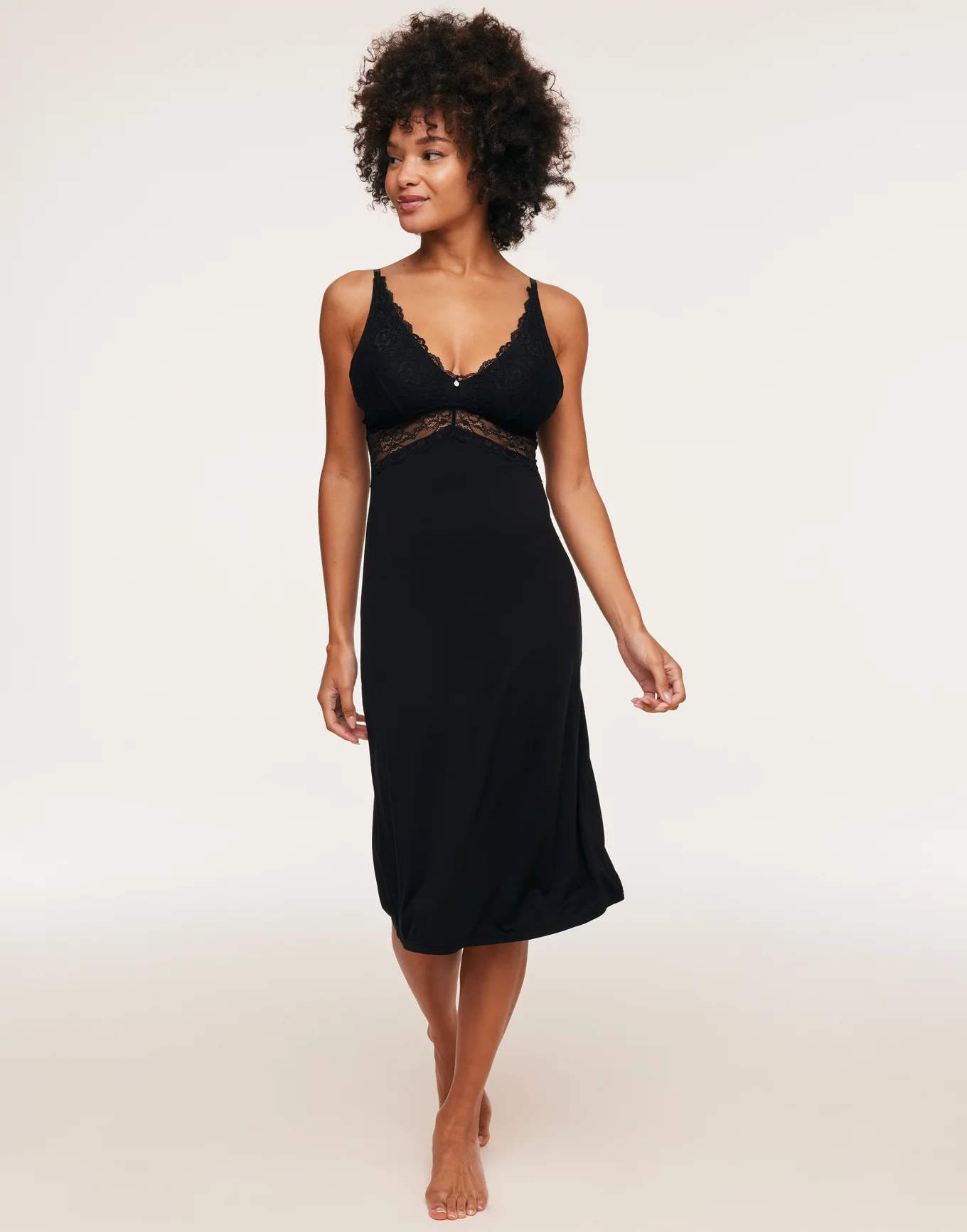 Tyler Black Midi Slip | Adore Me