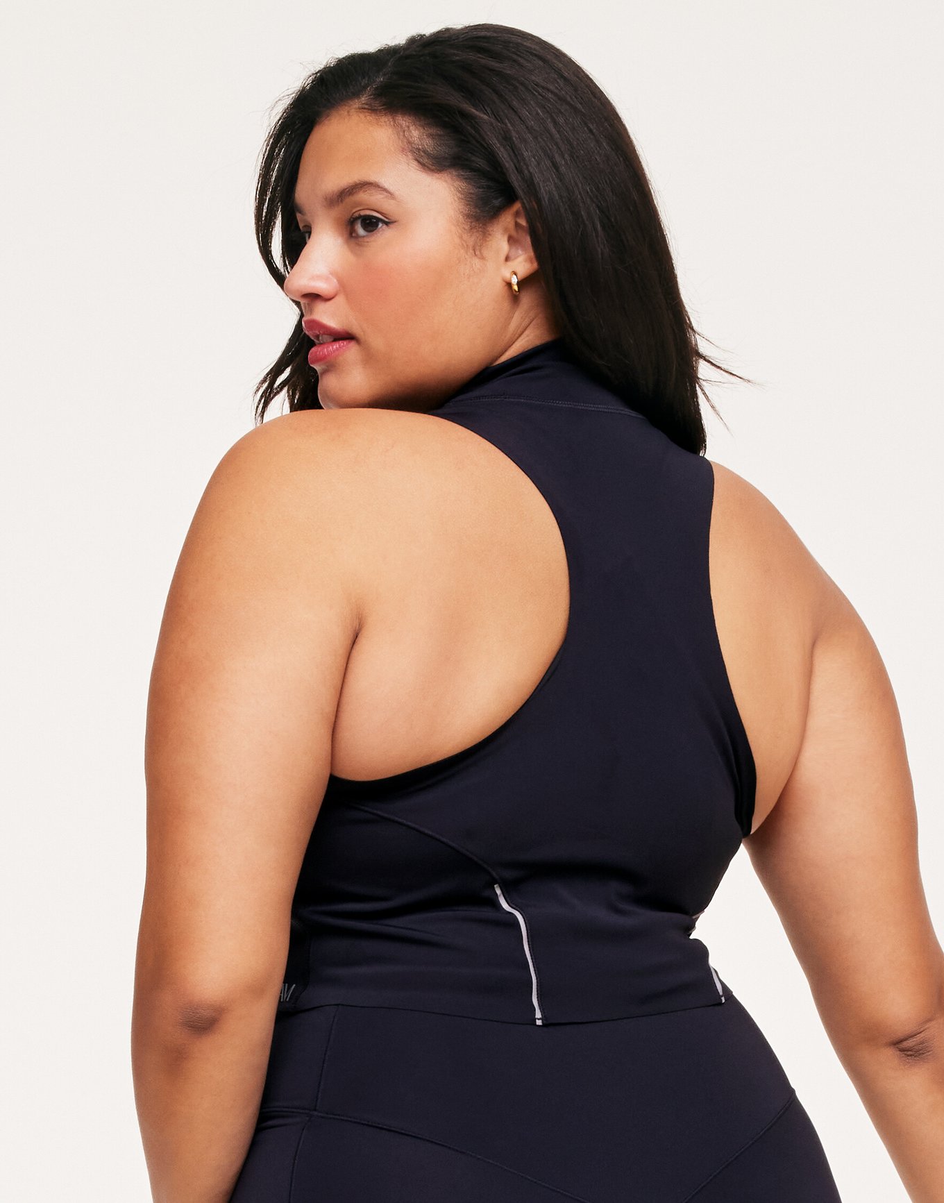 Awaken Reflective Top Black Body Con Mock Neck Awaken Tank, XL | Adore Me