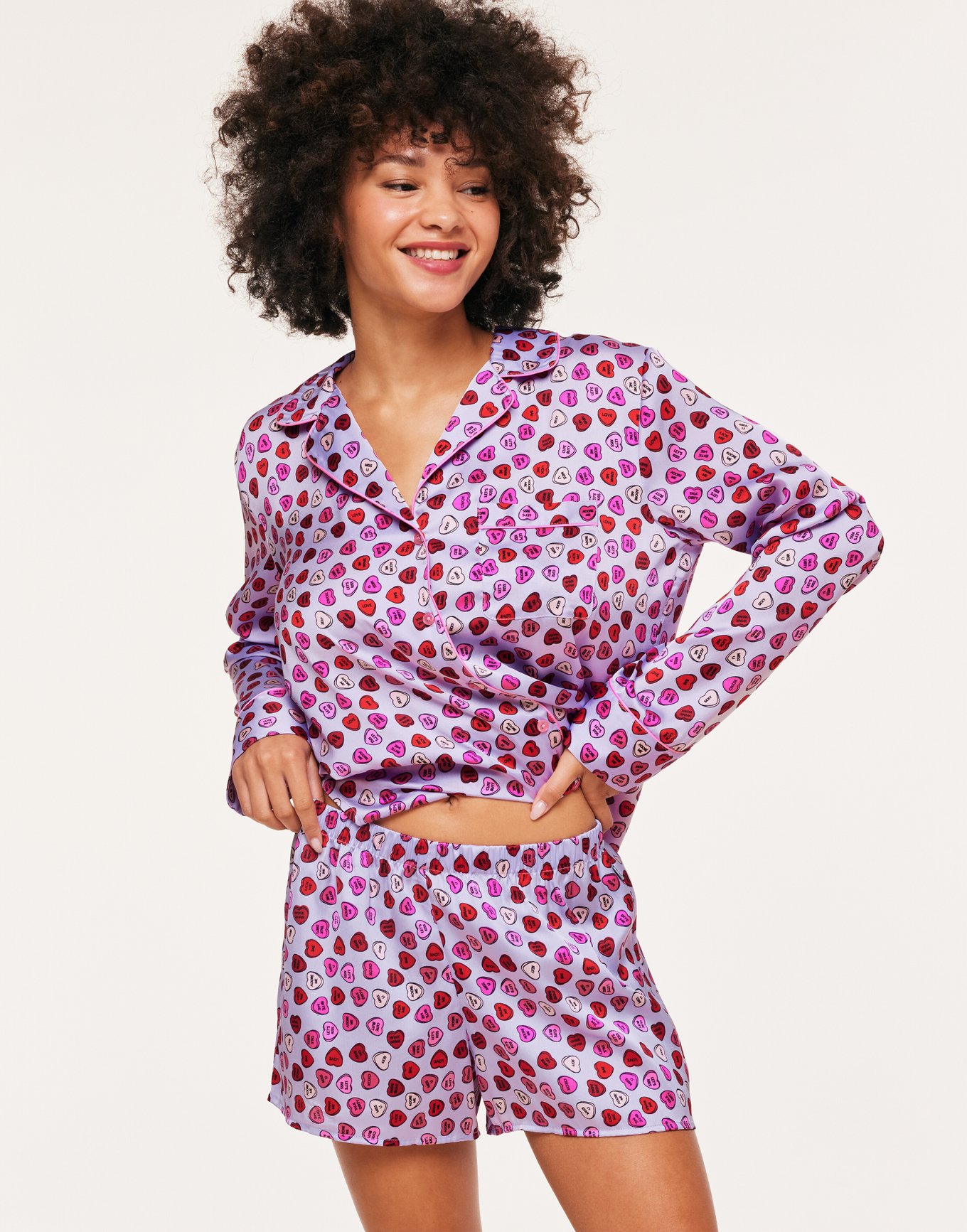 Sammi Heart Purple PJ Set, XS | Adore Me