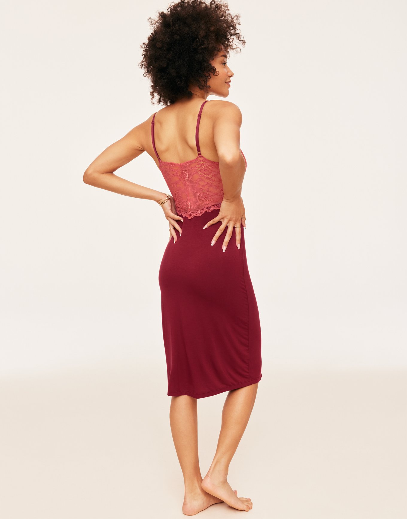 Tyler Dark Red Midi Slip, XS-L | Adore Me