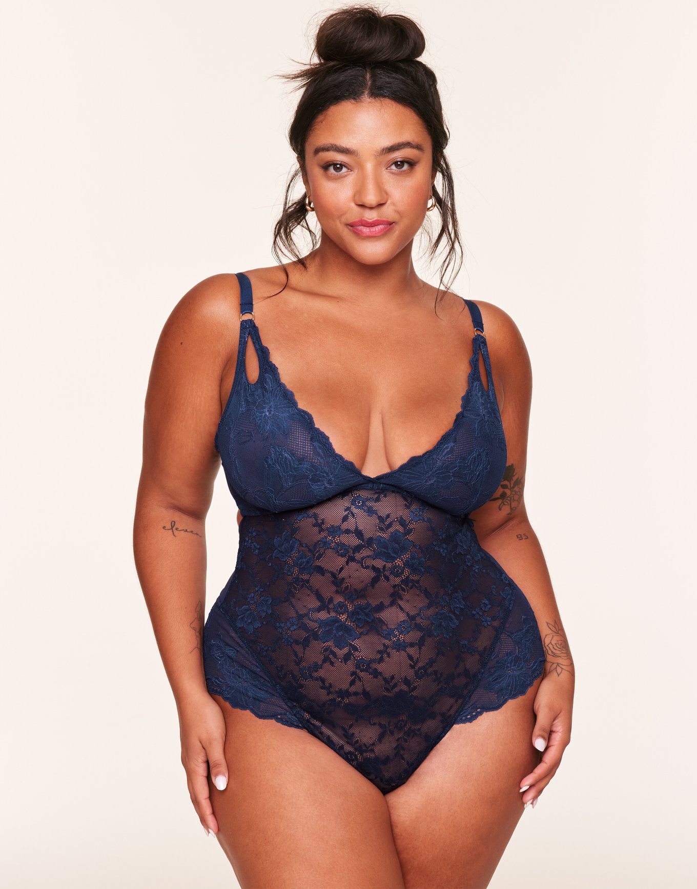 Julianna Dark Blue Plus Lace Bodysuit 2X 4X Adore Me
