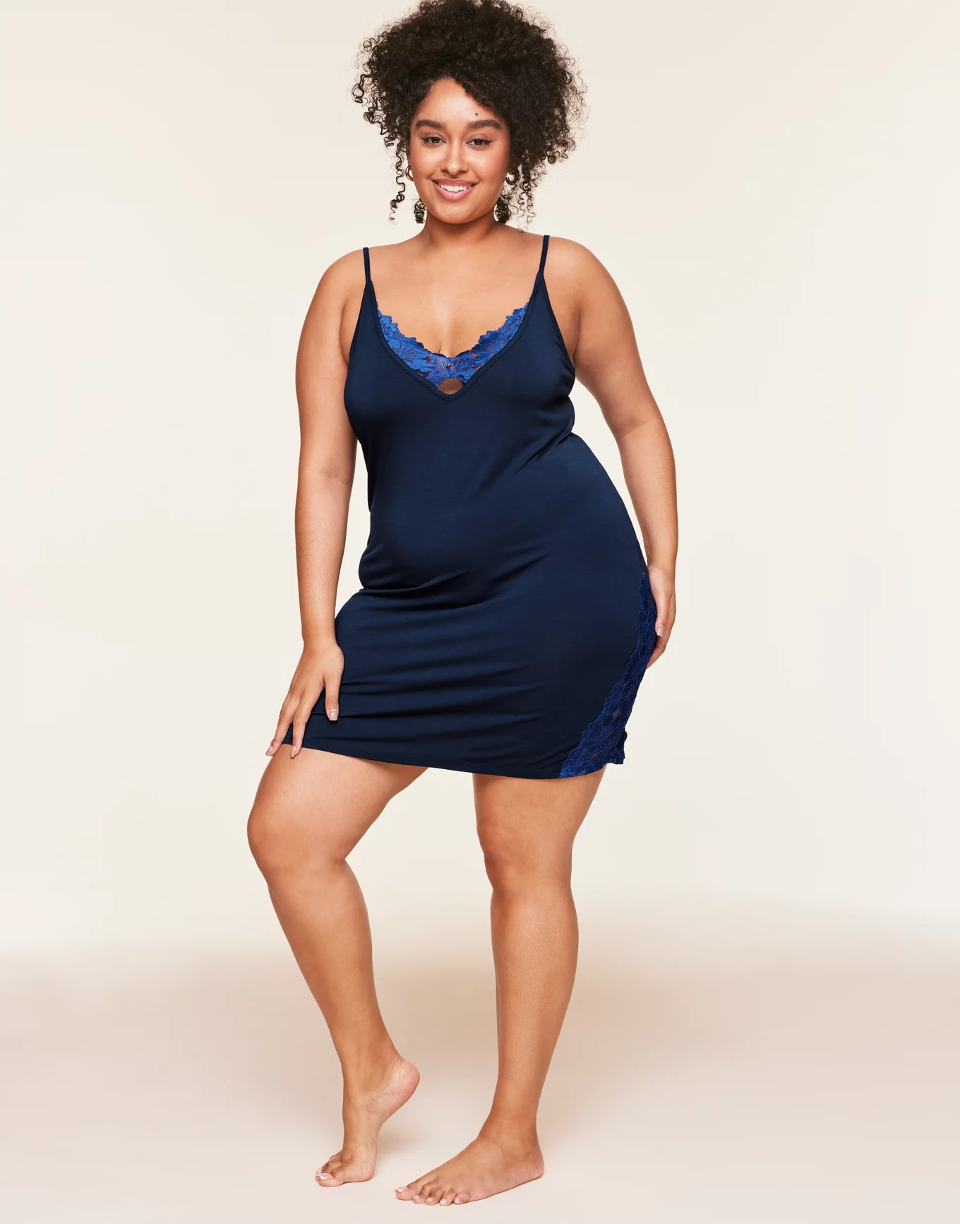 Arlene Dark Blue Plus Slip, 1X-3X | Adore Me