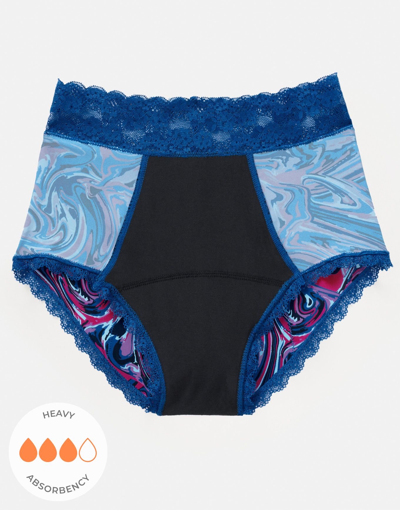 Amelia High Waisted Novelty Blue Plus Period Panties | Adore Me