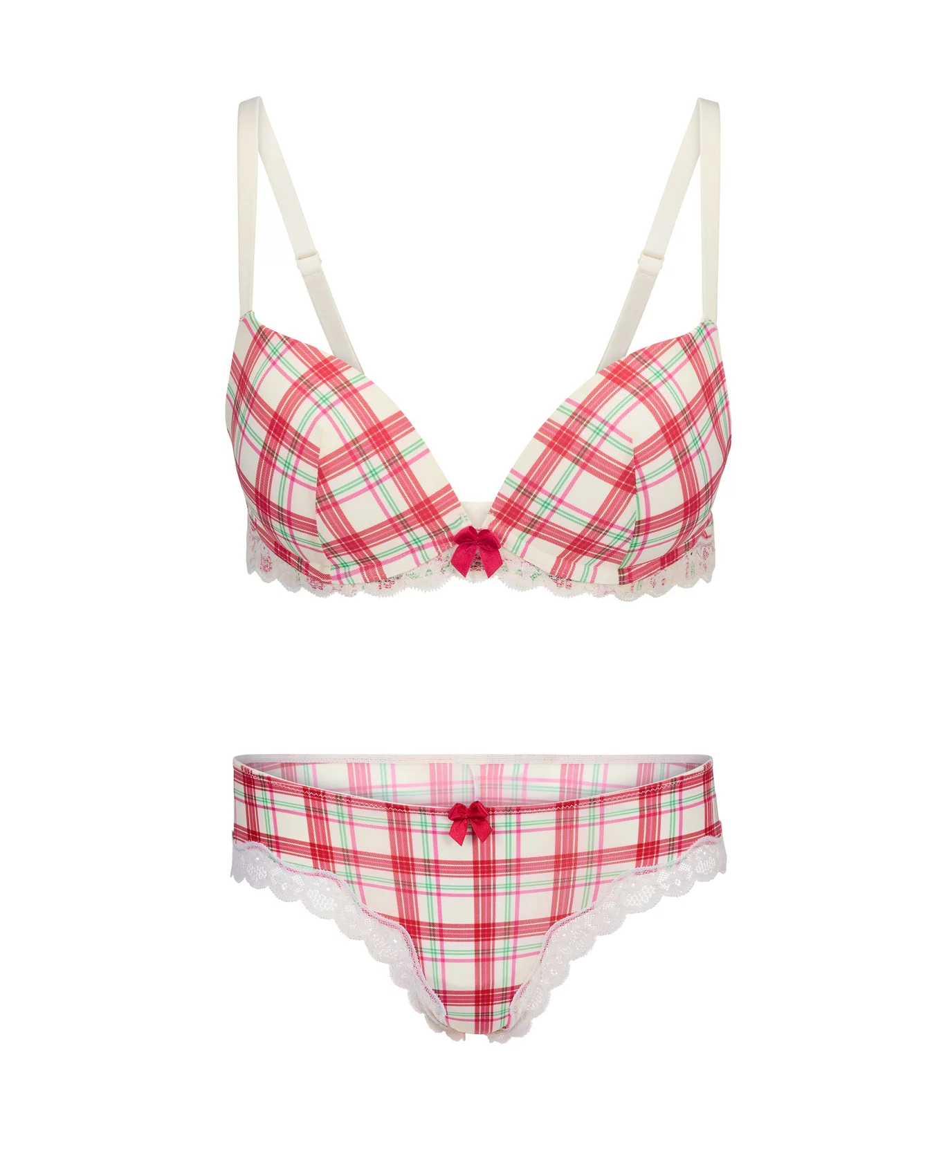 Shea Plaid Red Push Up Bra Wireless Push Up, 30A-38D | Adore Me