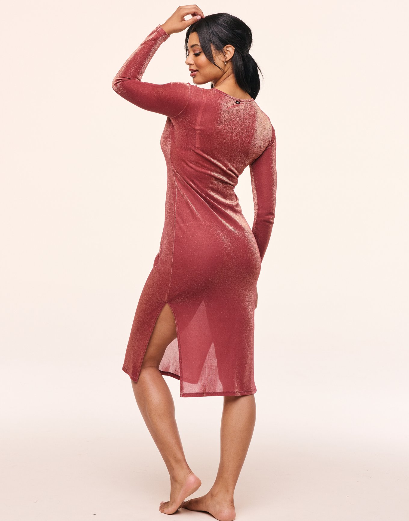 Keoni Dark Red Long Sleeve Slip | Adore Me