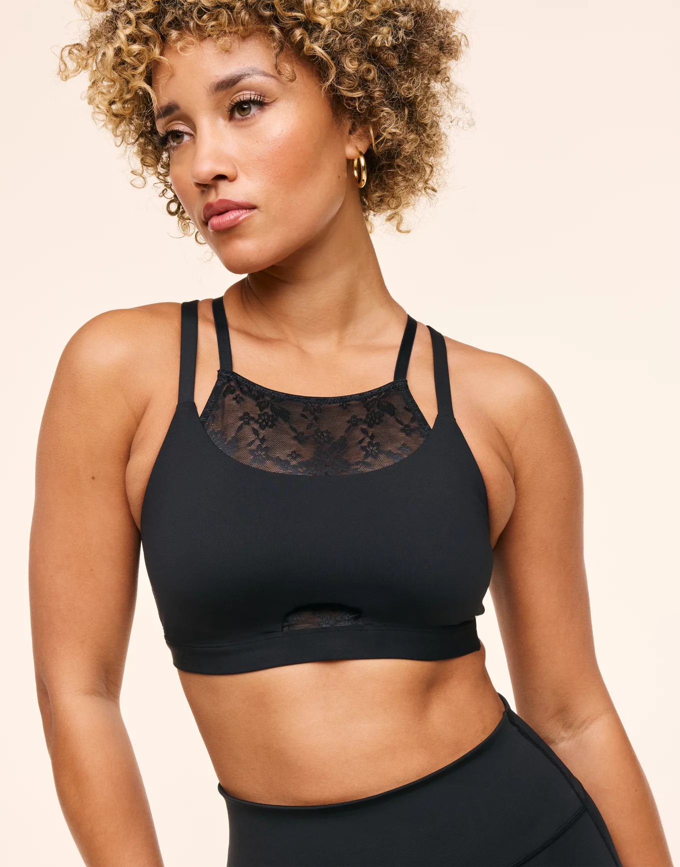Mari Black Mari Lace Sports Bra, M | Adore Me