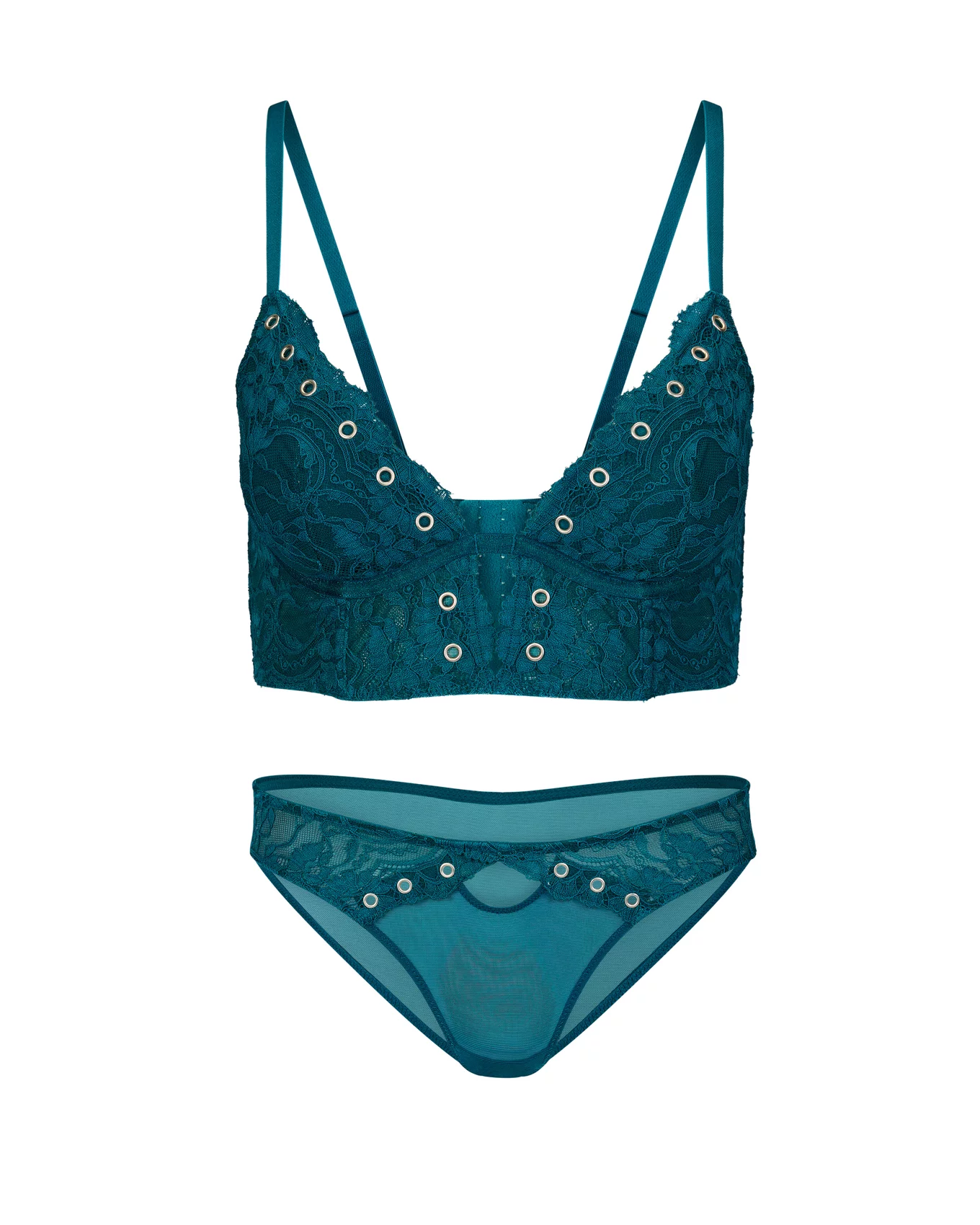 Kyra Dark Blue Longline Push Up Plunge Bra & Panty Set, 32A-38D | Adore Me