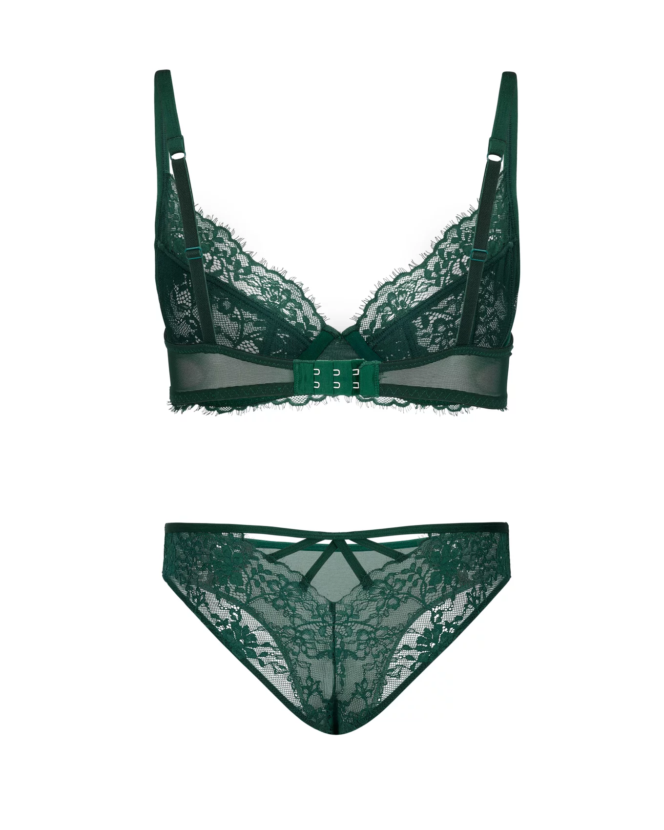 Mandi Dark Green 7 Unlined Demi Bra & Panty Set, 32B-38D | Adore Me