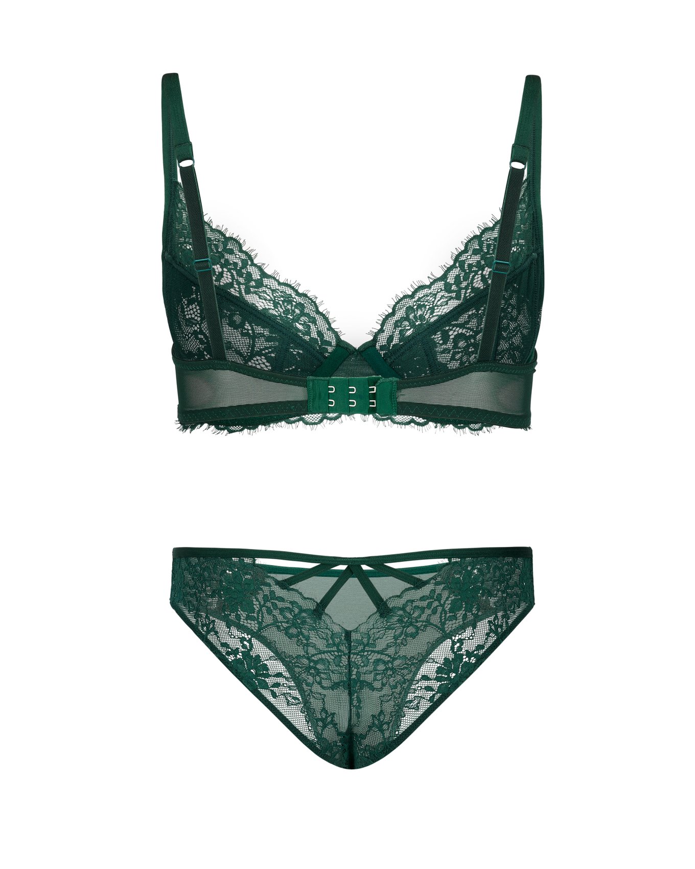 Mandi Dark Green 7 Plus Unlined Demi Bra & Panty Set, 38DDD-44DDD ...