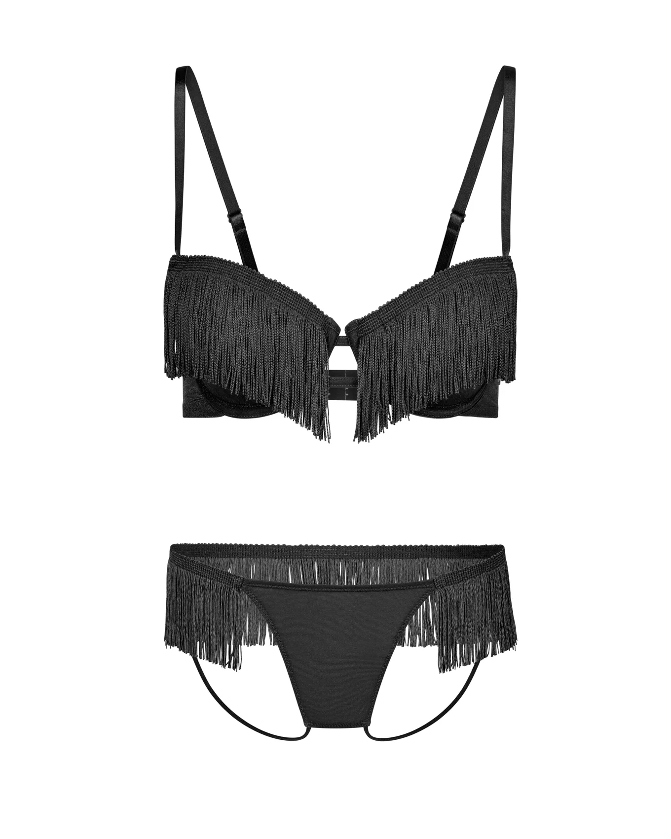 Cece Black Quarter Cup Demi Bra and Panty Set, 32B-38D | Adore Me