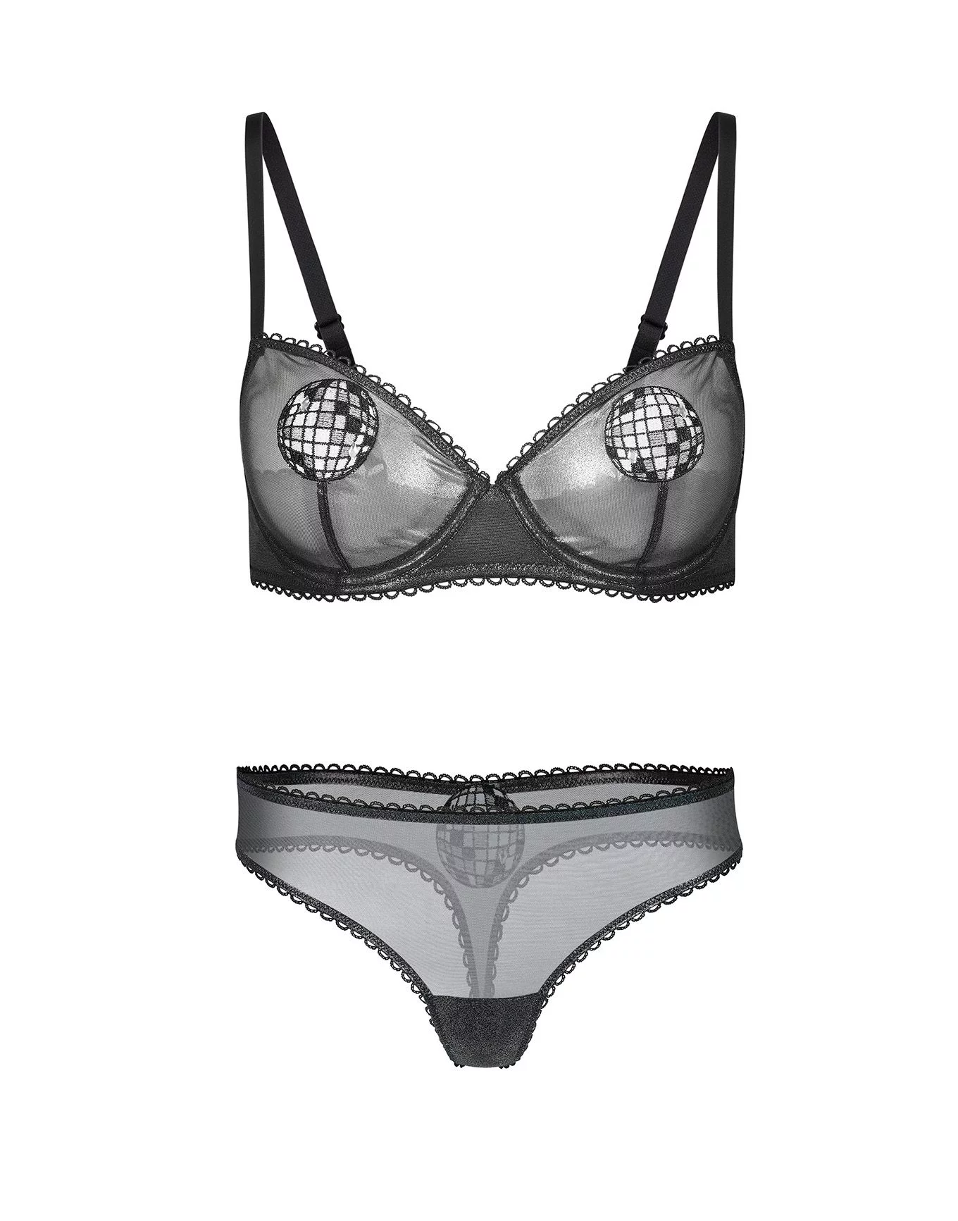 Alyshia Novelty Gray Unlined Demi Bra and Panty Set, 32A-38D | Adore Me