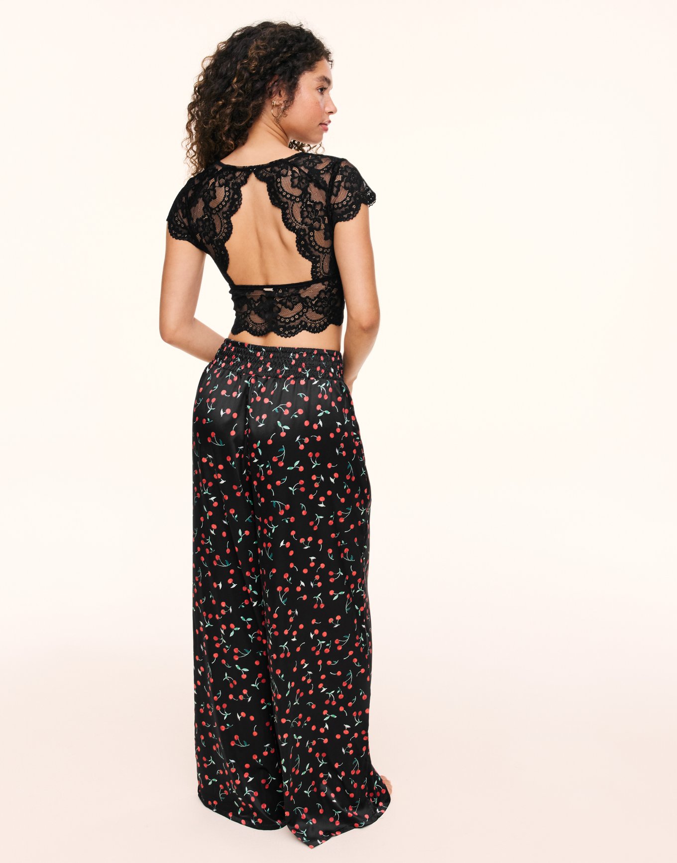 Finola Black Short Sleeve Top and Pants Set | Adore Me