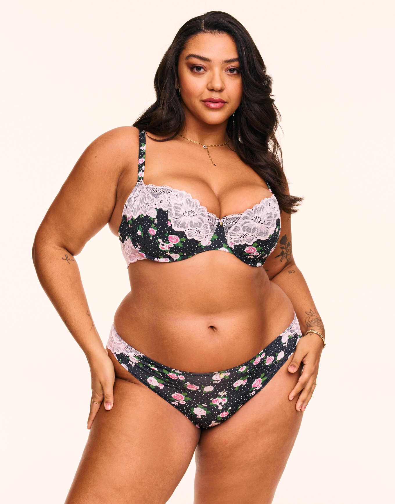 Mathilda Floral Black 2 Plus Contour Balconette, 42C | Adore Me