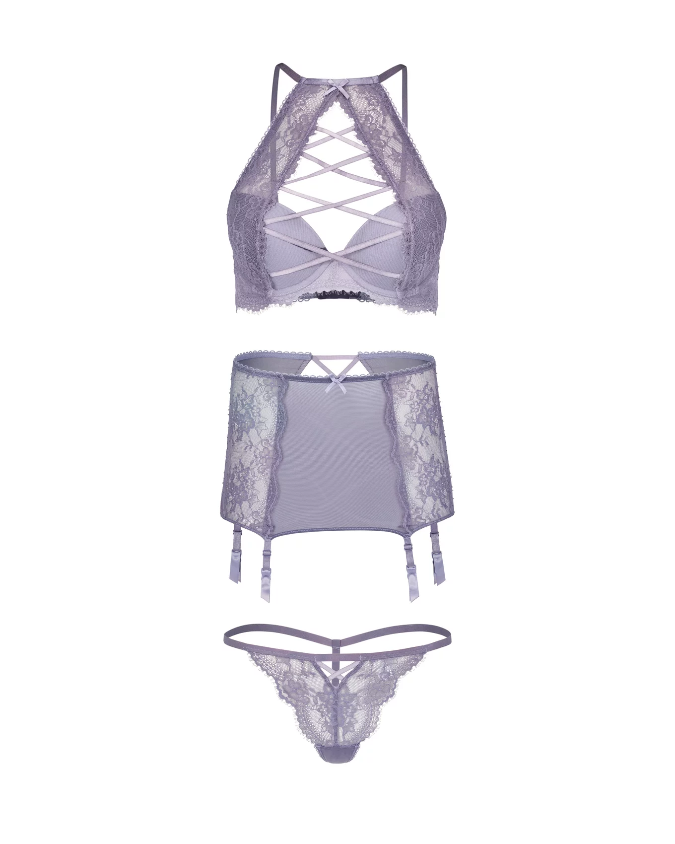 Milena Dark Purple High Neck Push Up, 34D | Adore Me