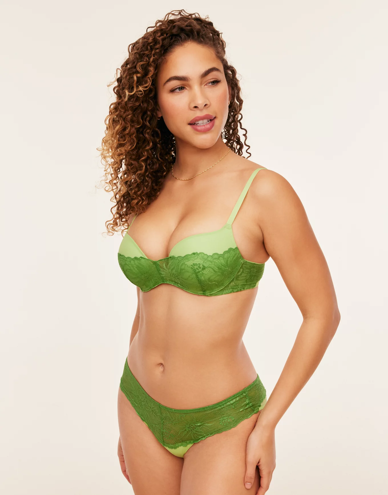 Cyla Medium Green Push Up Plunge | Adore Me