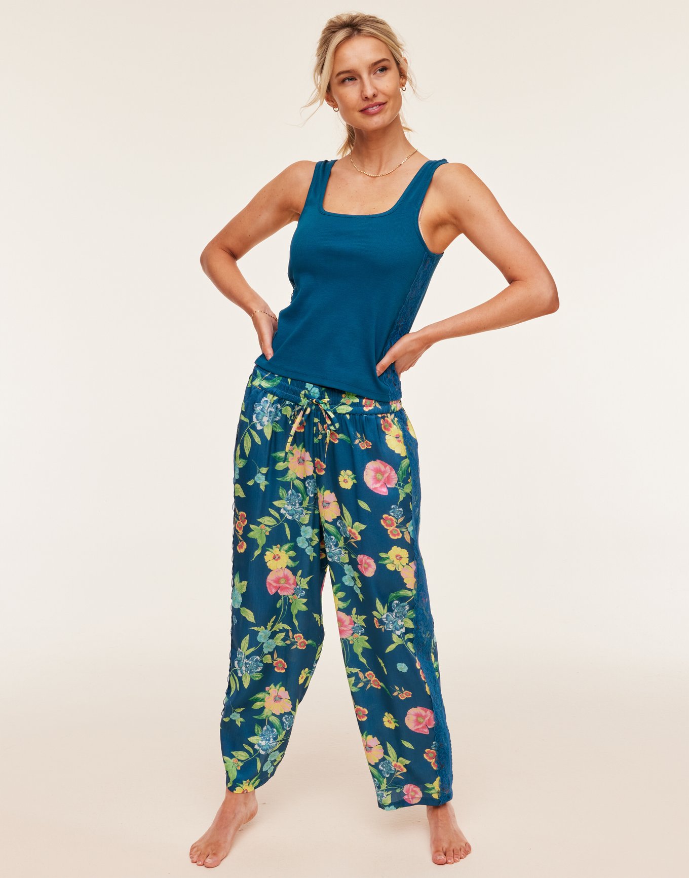 Delenia Dark Blue Tank and pant set | Adore Me
