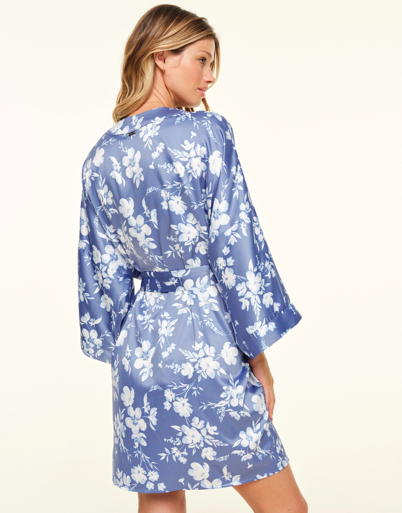 Izabella B1 Floral Blue Kimono Robe, XS | Adore Me