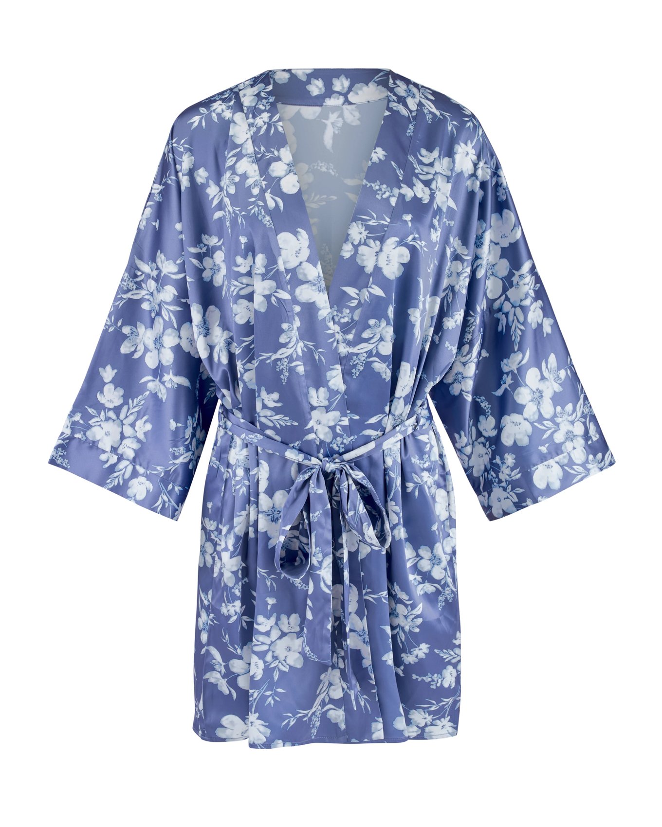 Izabella B1 Floral Blue Kimono Robe, XS | Adore Me
