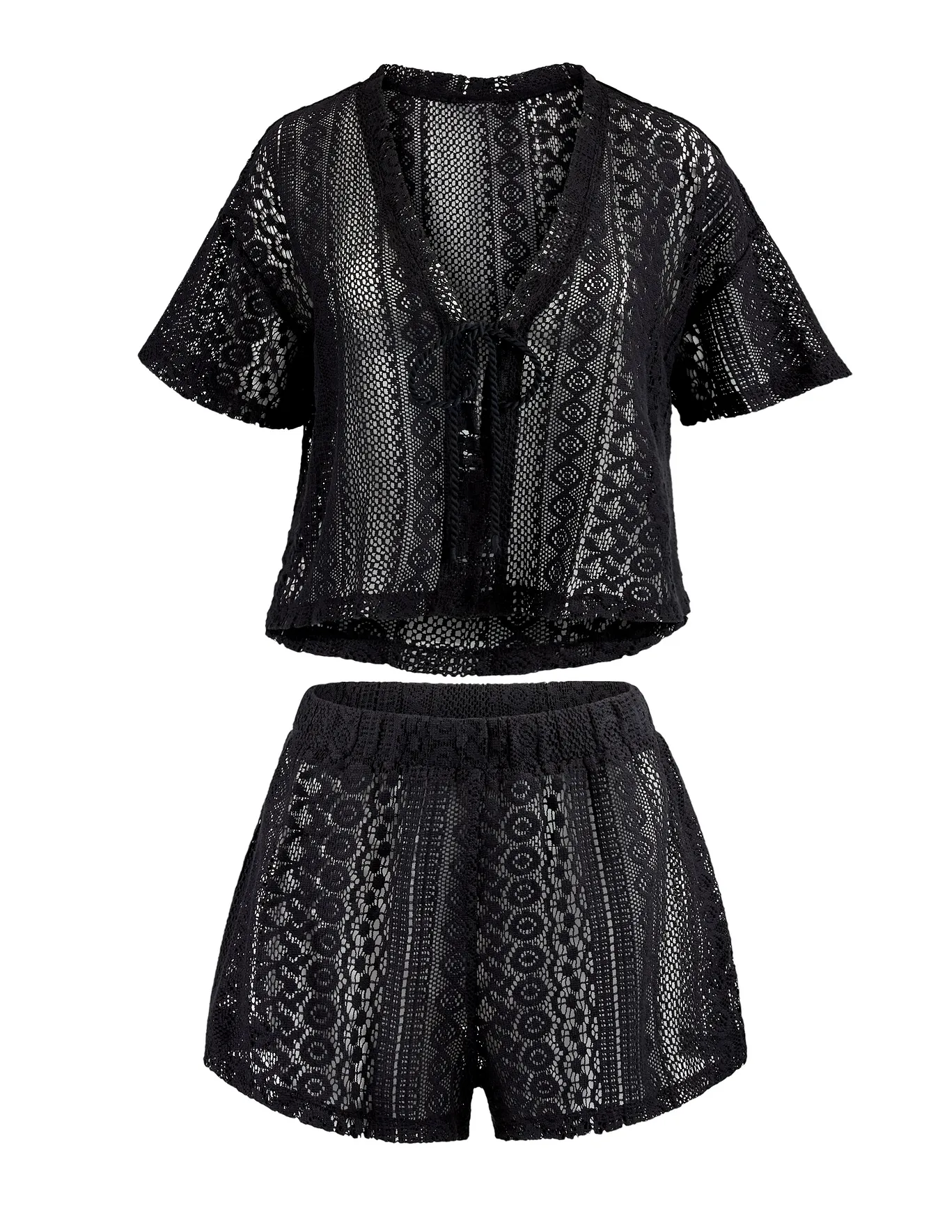 Nika Black Top And Short Set Adore Me