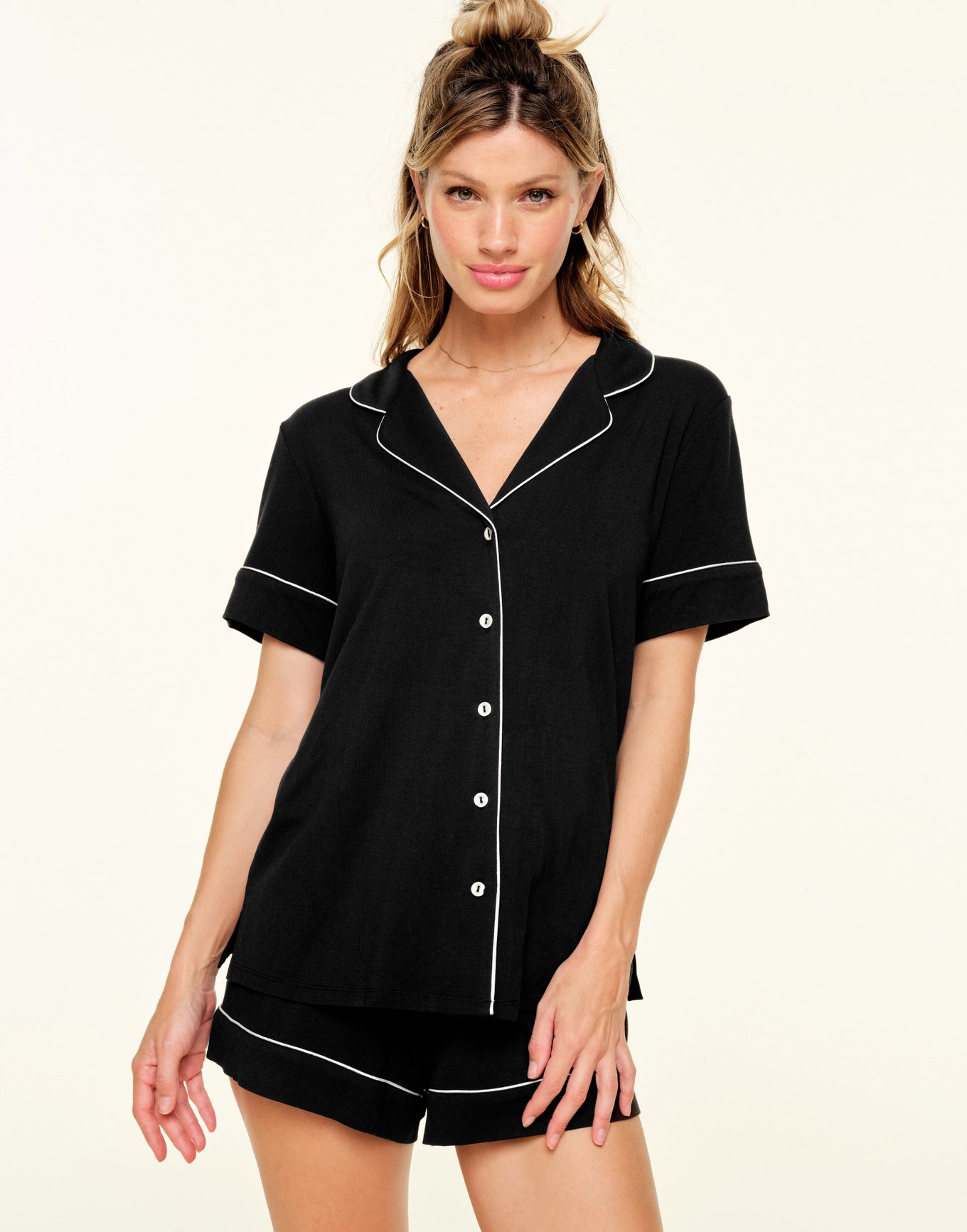 Jane B1 Black Short Sleeve and Short PJ Set, L | Adore Me