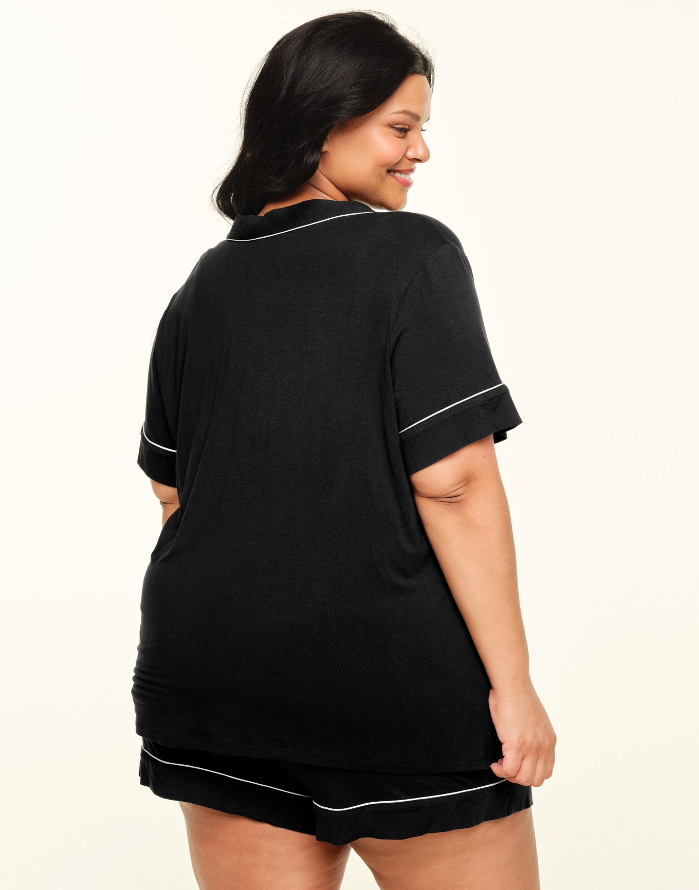 Jane B1 Black Plus Short Sleeve and Short PJ Set, 1X-4X | Adore Me