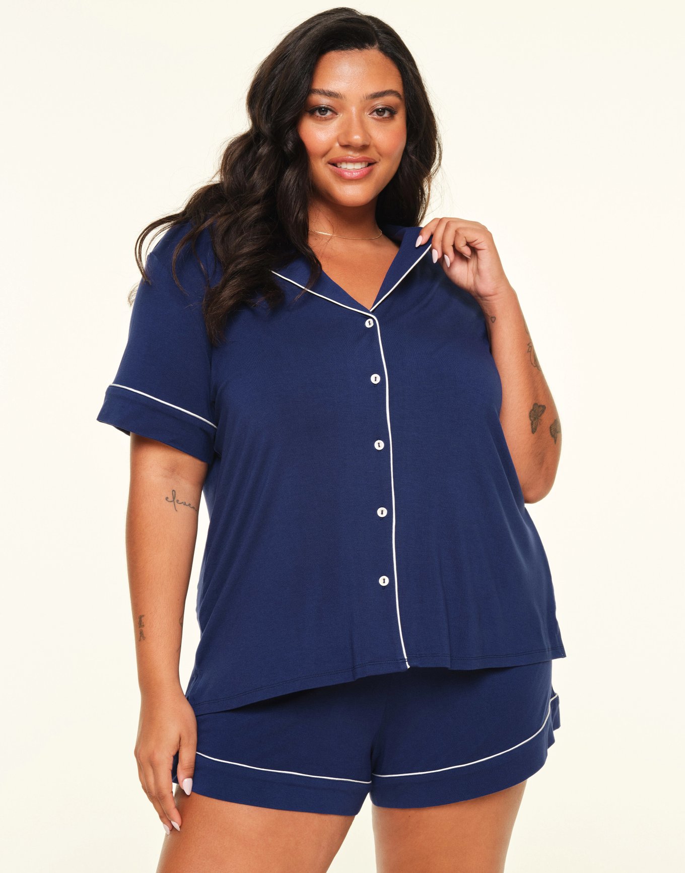 Jane B1 Dark Blue Short Sleeve and Short PJ Set, XS-XL | Adore Me